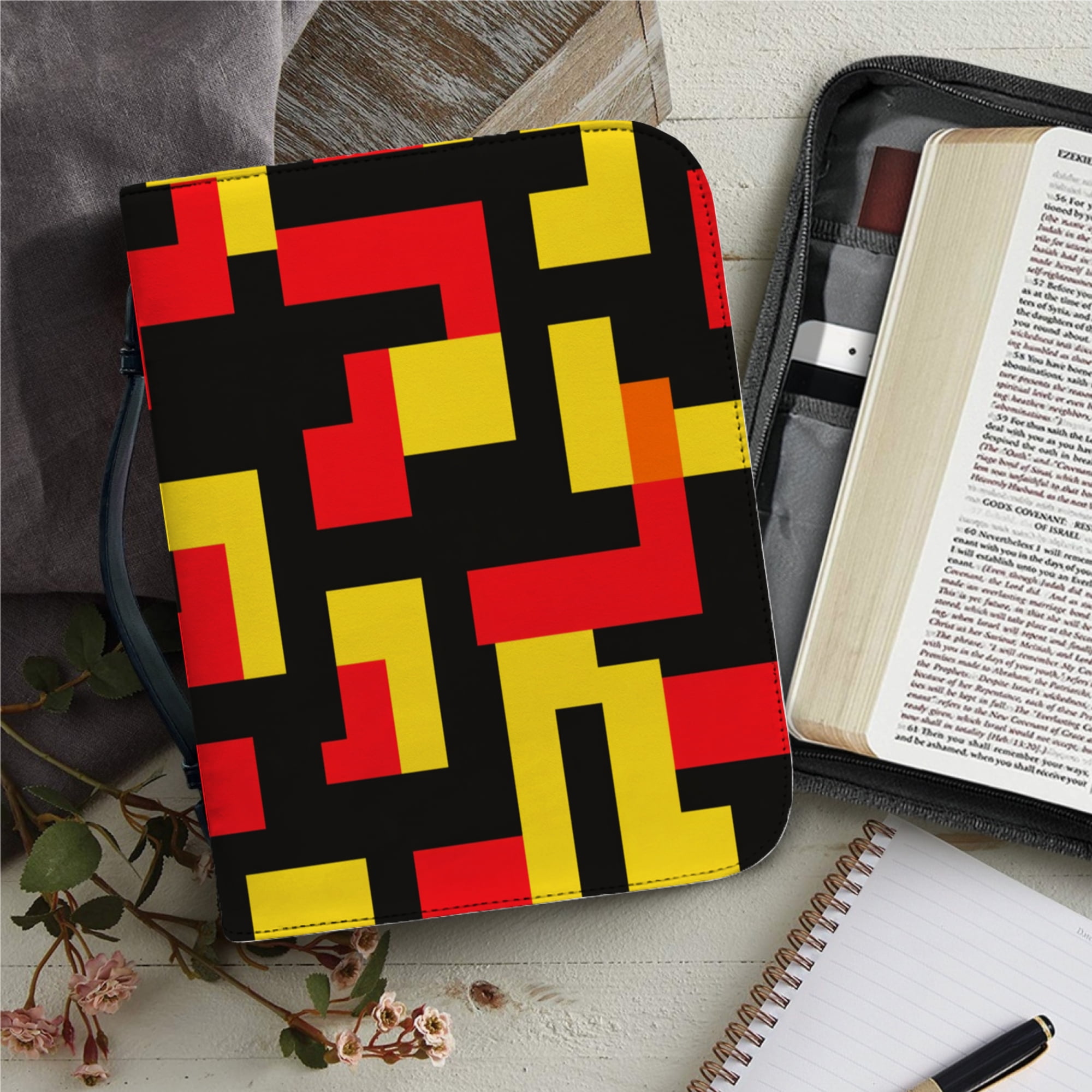 Classic Print Bible Bag for Women Zipper Handle Handbags Bible Leather ...