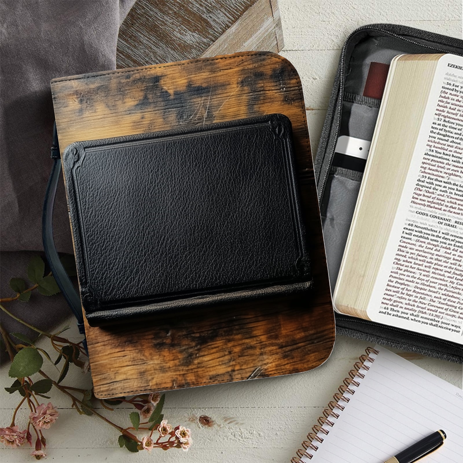 Classic Print Bible Bag for Women Zipper Handle Handbags Bible Leather ...