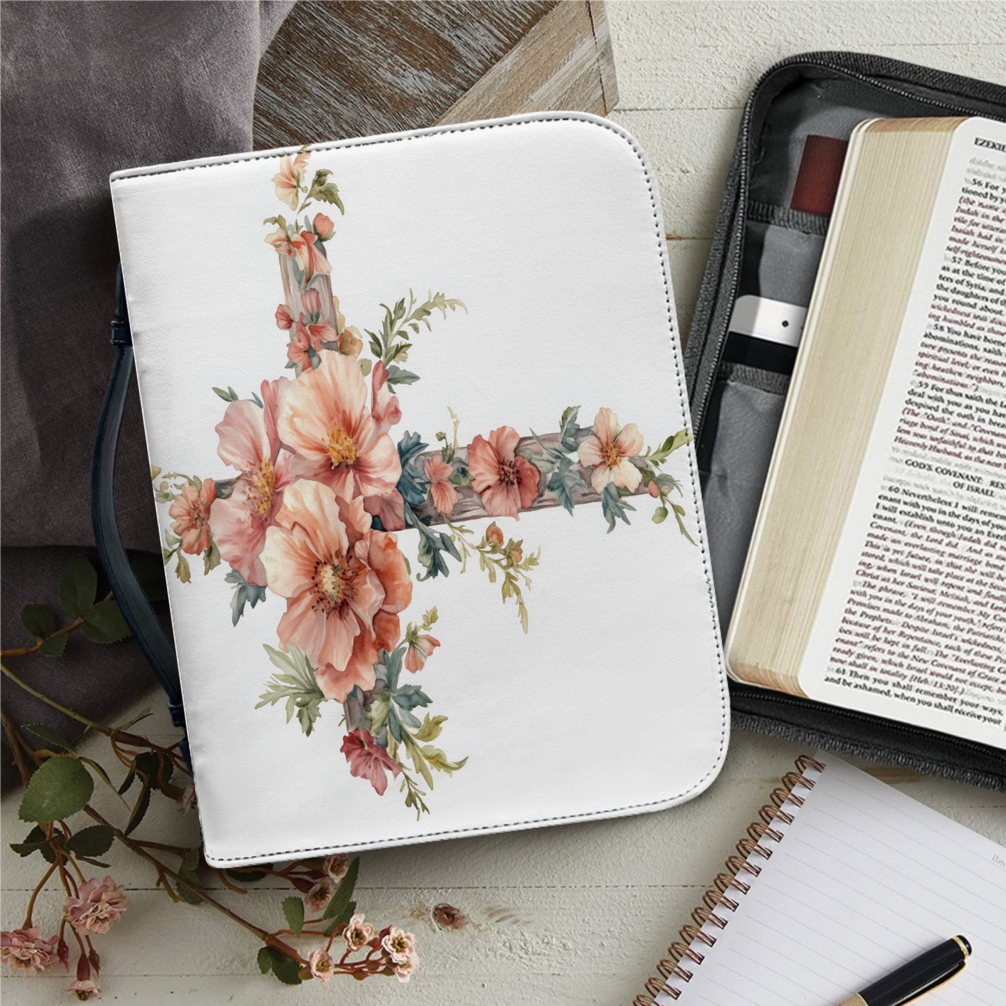 Classic Print Bible Bag for Women Zipper Handle Handbags Bible Leather ...