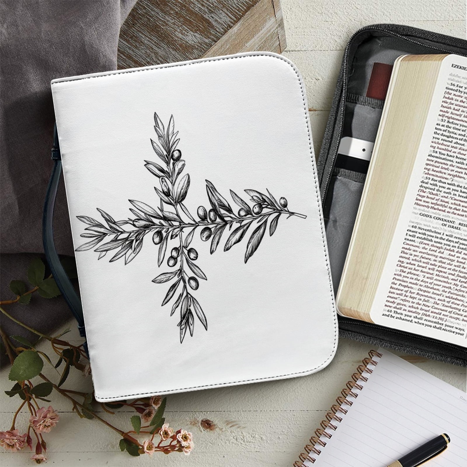 Classic Print Bible Bag for Women Zipper Handle Handbags Bible Leather ...