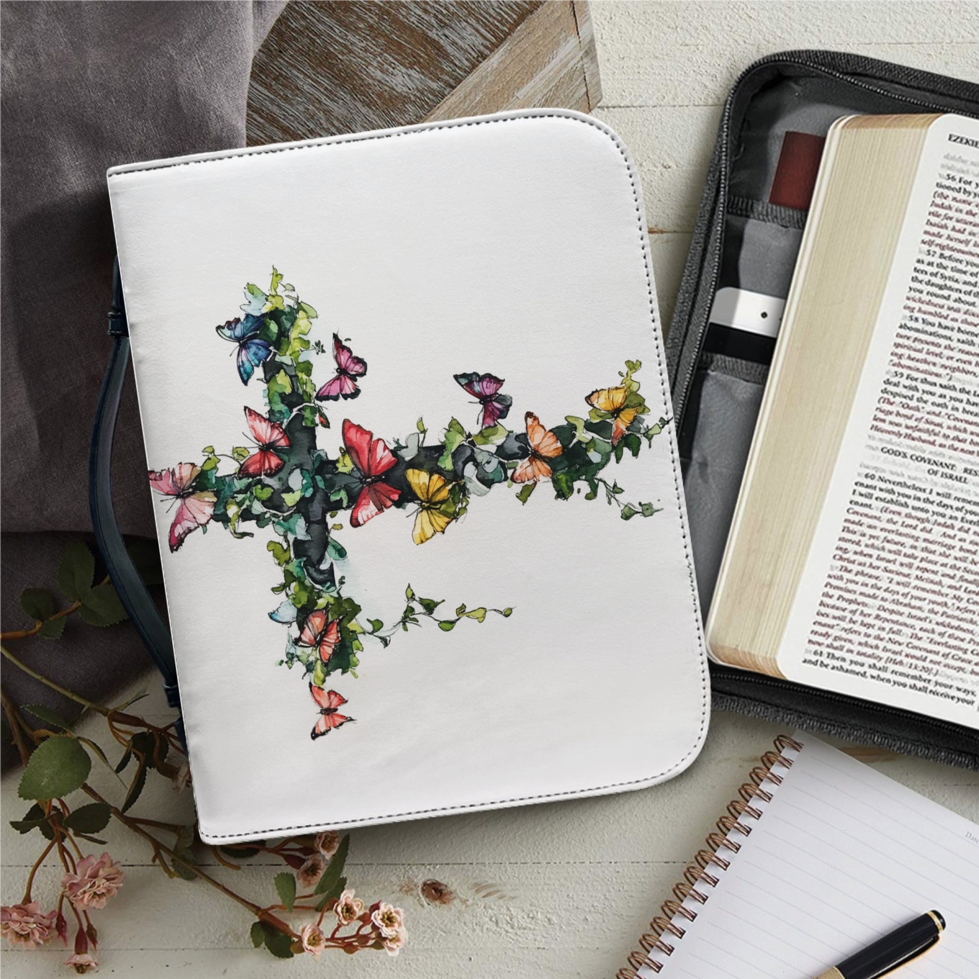 Classic Print Bible Bag for Women Zipper Handle Handbags Bible Leather ...