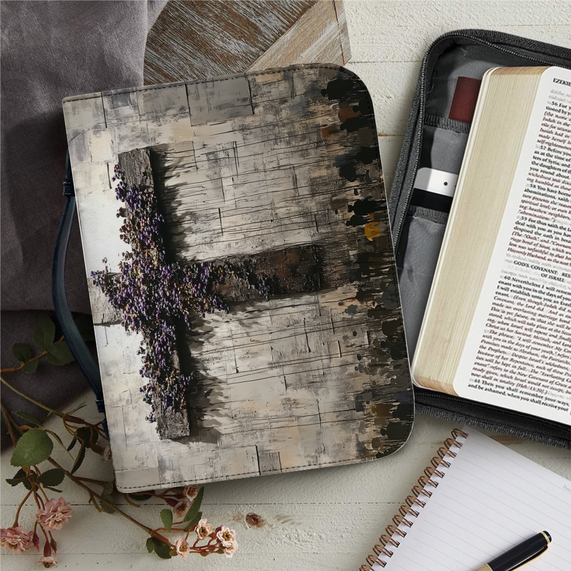 Classic Print Bible Bag for Women Zipper Handle Handbags Bible Leather ...