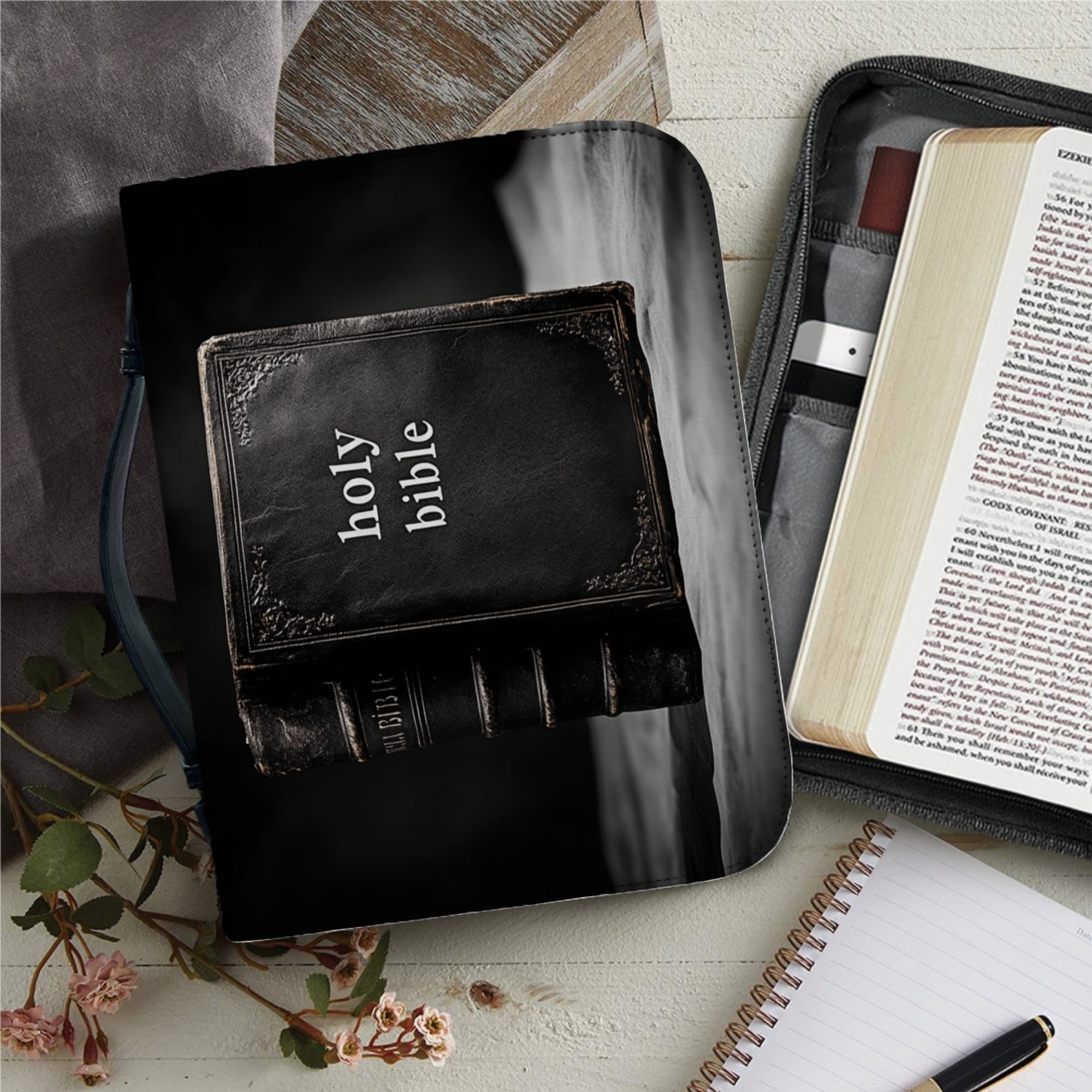 Classic Print Bible Bag for Women Zipper Handle Handbags Bible Leather ...