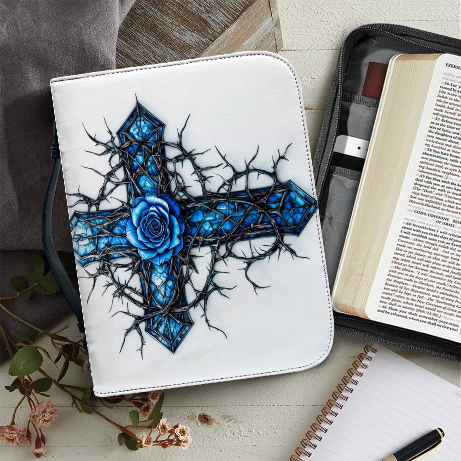 Classic Print Bible Bag for Women Zipper Handle Handbags Bible Leather ...