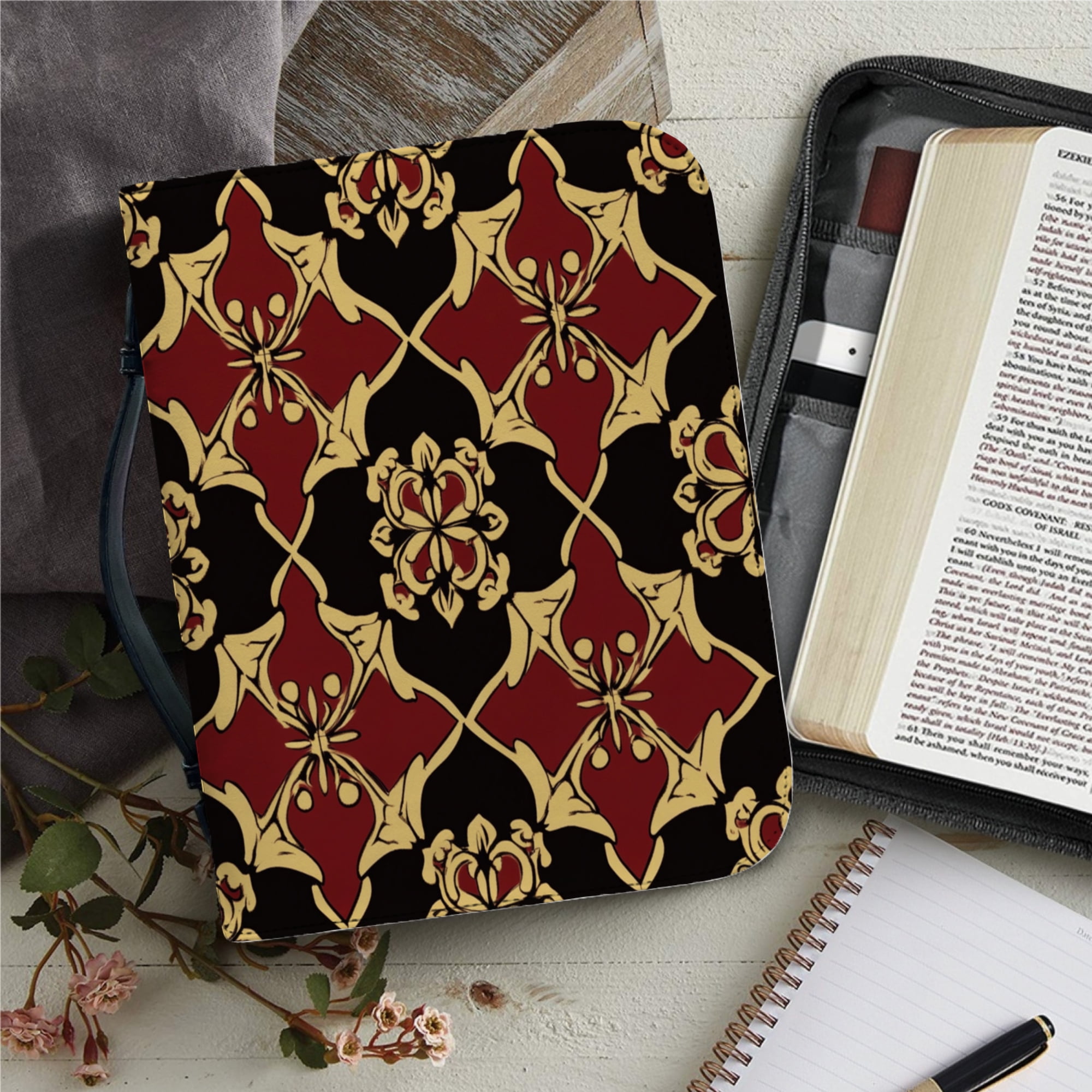 Classic Print Bible Bag for Women Zipper Handle Handbags Bible Leather ...