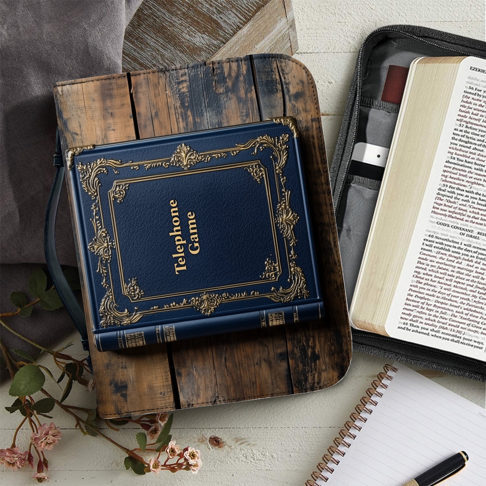 Classic Print Bible Bag for Women Zipper Handle Handbags Bible Leather ...