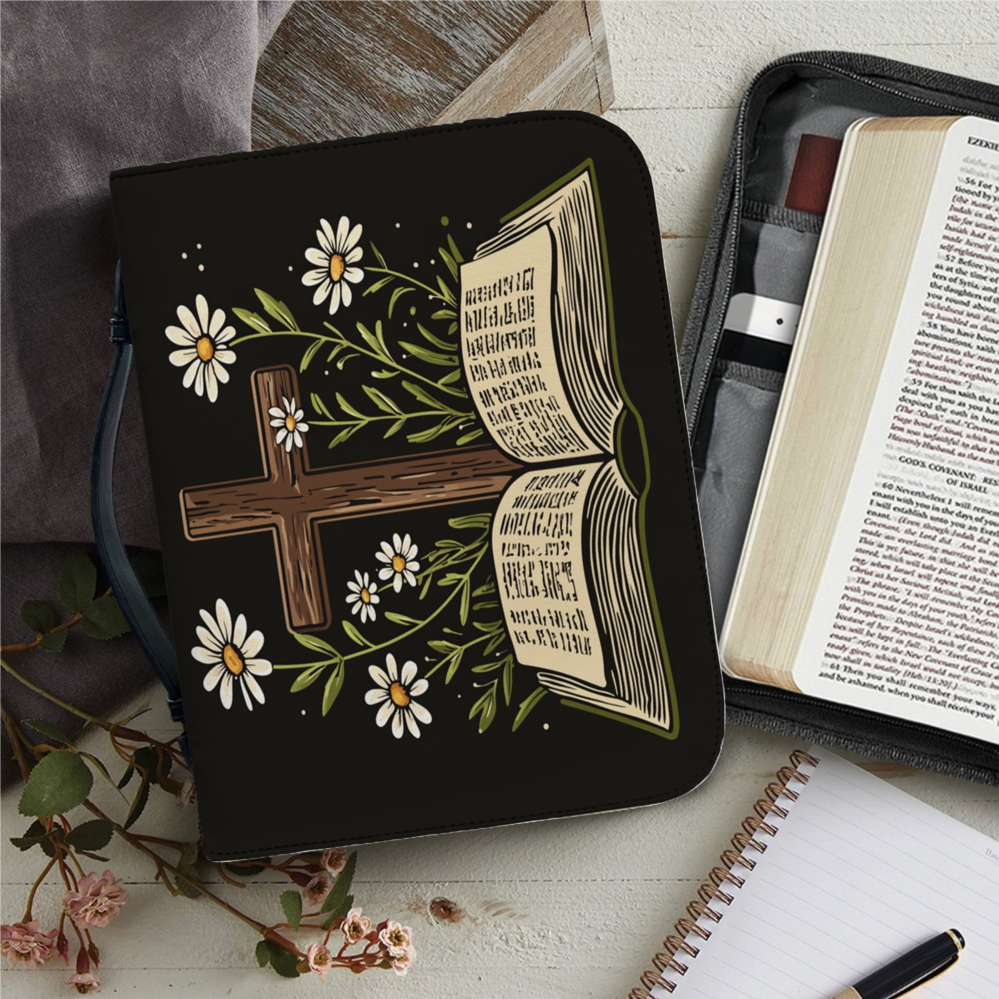 Classic Print Bible Bag for Women Zipper Handle Handbags Bible Leather ...