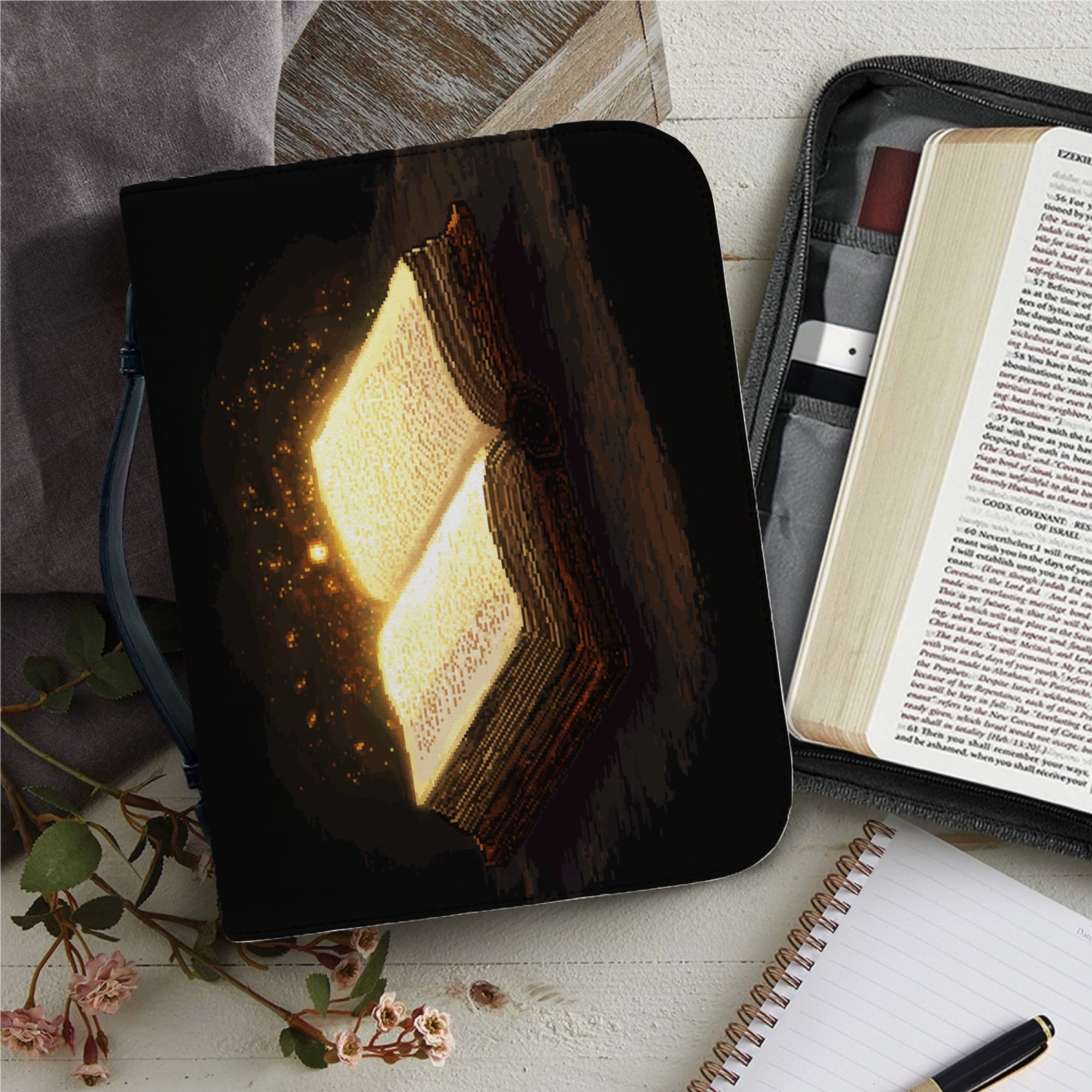 Classic Print Bible Bag for Women Zipper Handle Handbags Bible Leather ...