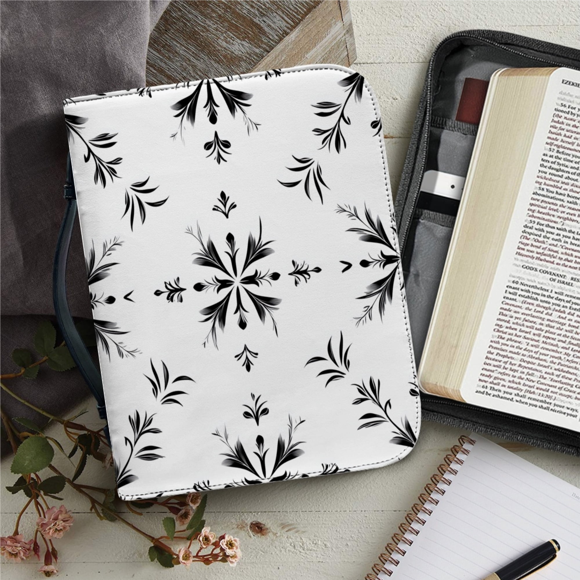 Classic Print Bible Bag for Women Zipper Handle Handbags Bible Leather ...