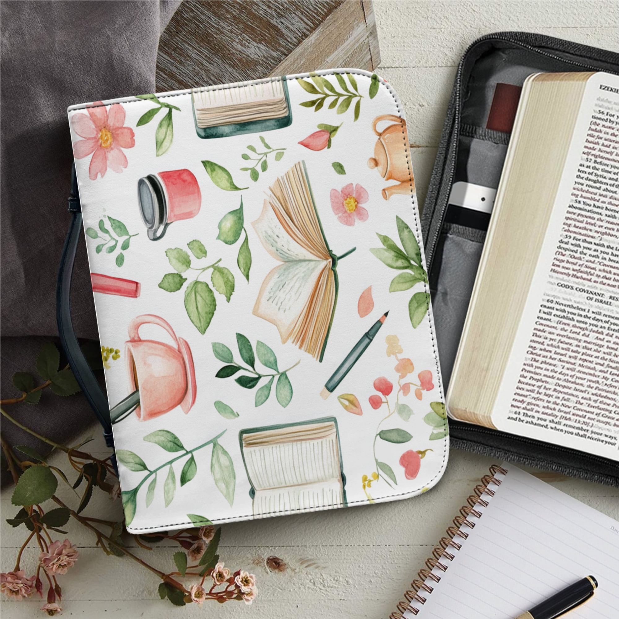 Classic Print Bible Bag for Women Zipper Handle Handbags Bible Leather ...