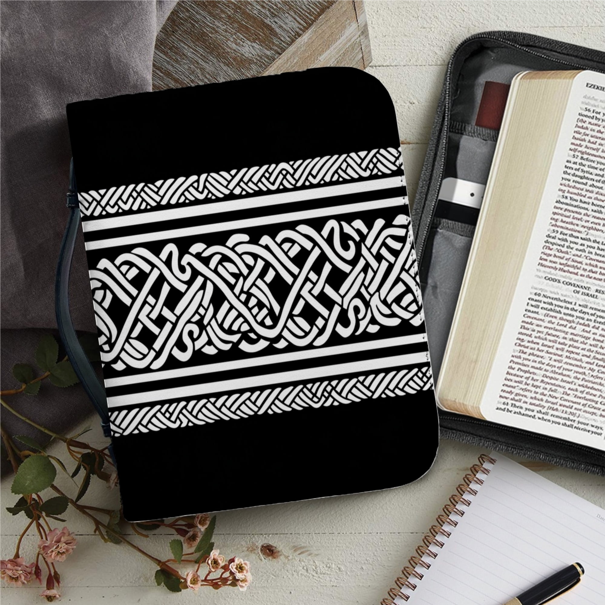 Classic Print Bible Bag for Women Zipper Handle Handbags Bible Leather ...