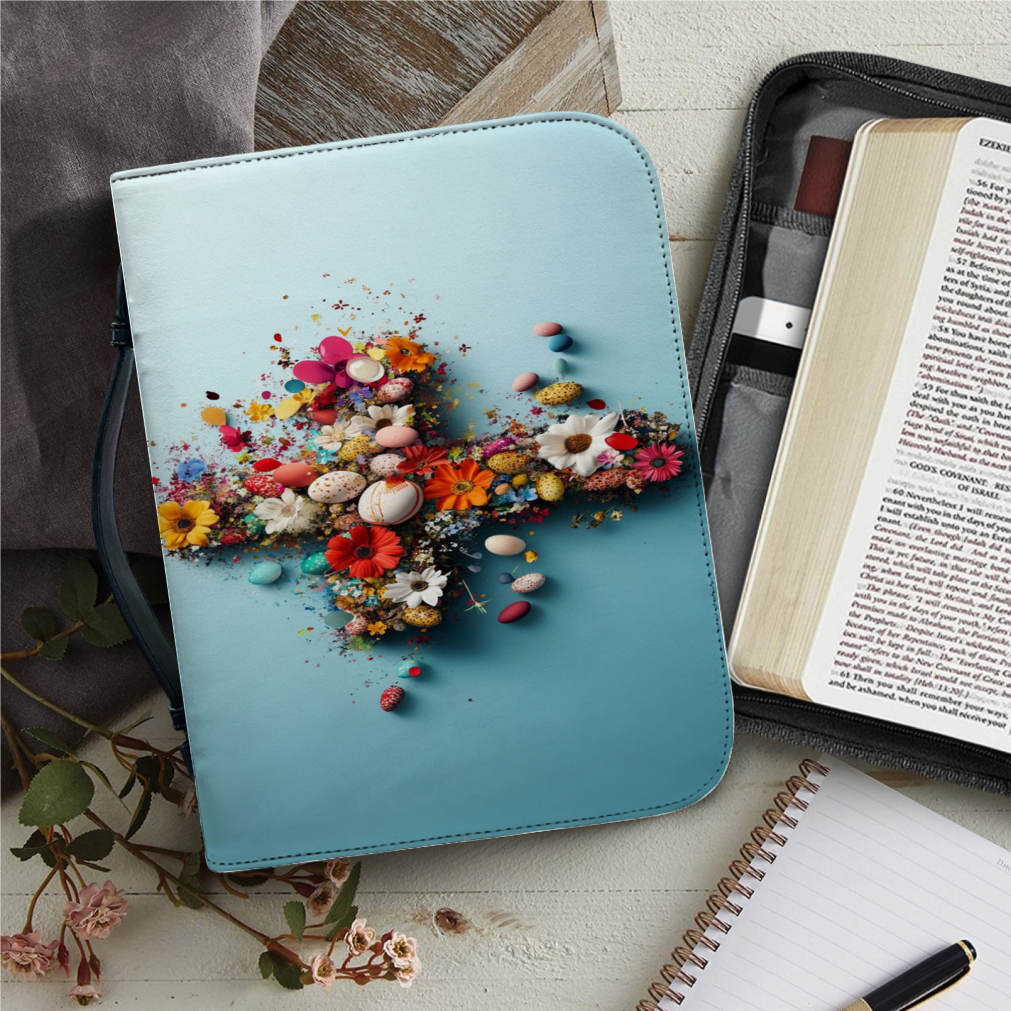 Classic Print Bible Bag for Women Zipper Handle Handbags Bible Leather ...