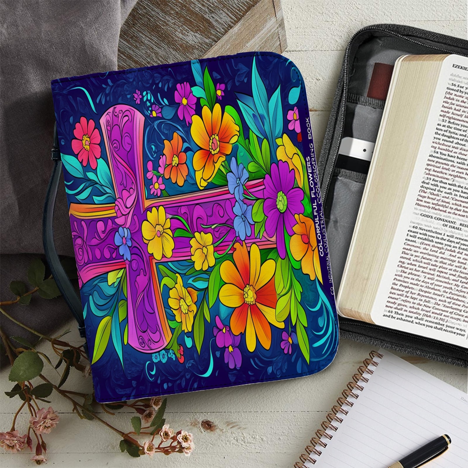 Classic Print Bible Bag for Women Zipper Handle Handbags Bible Leather ...