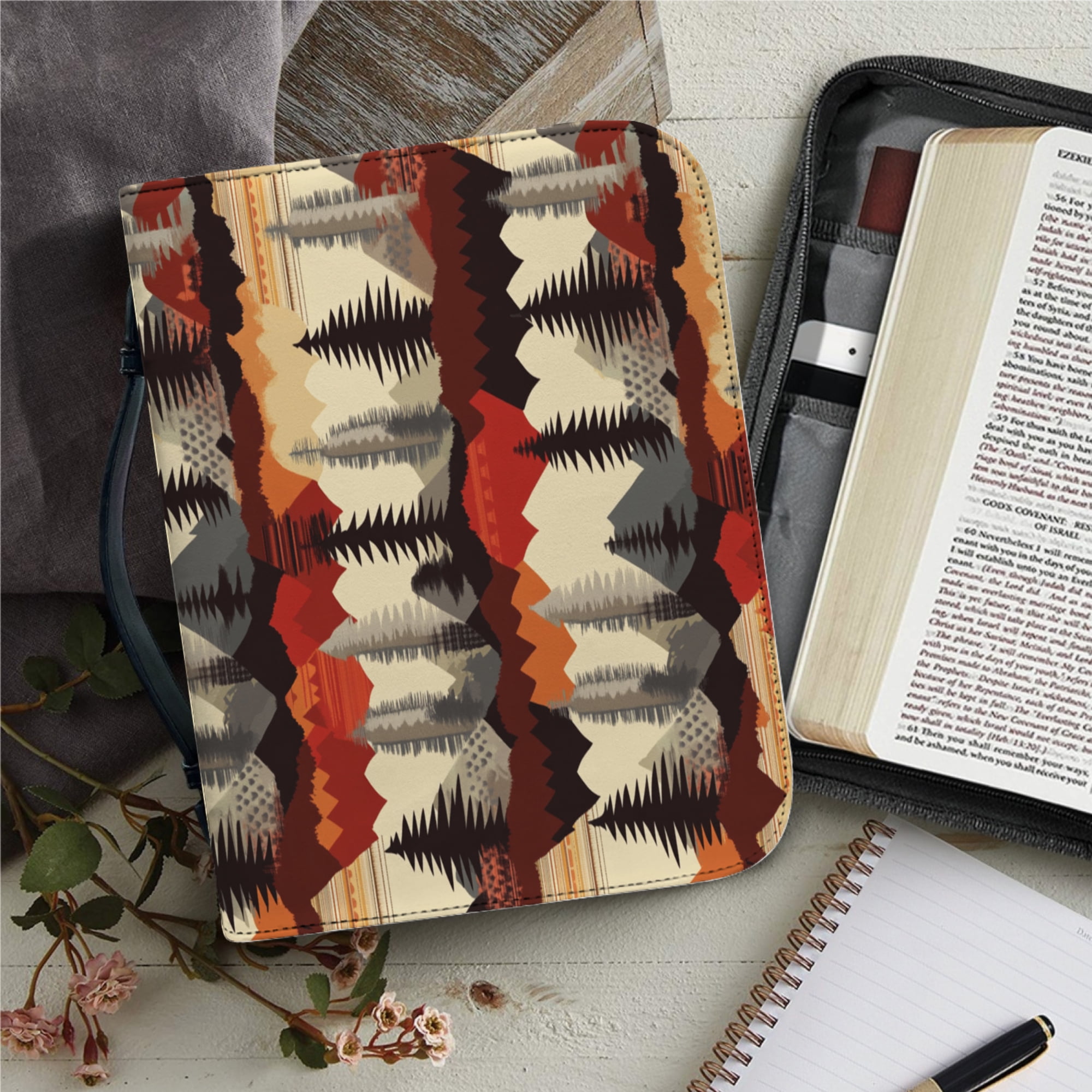 Classic Print Bible Bag for Women Zipper Handle Handbags Bible Leather ...