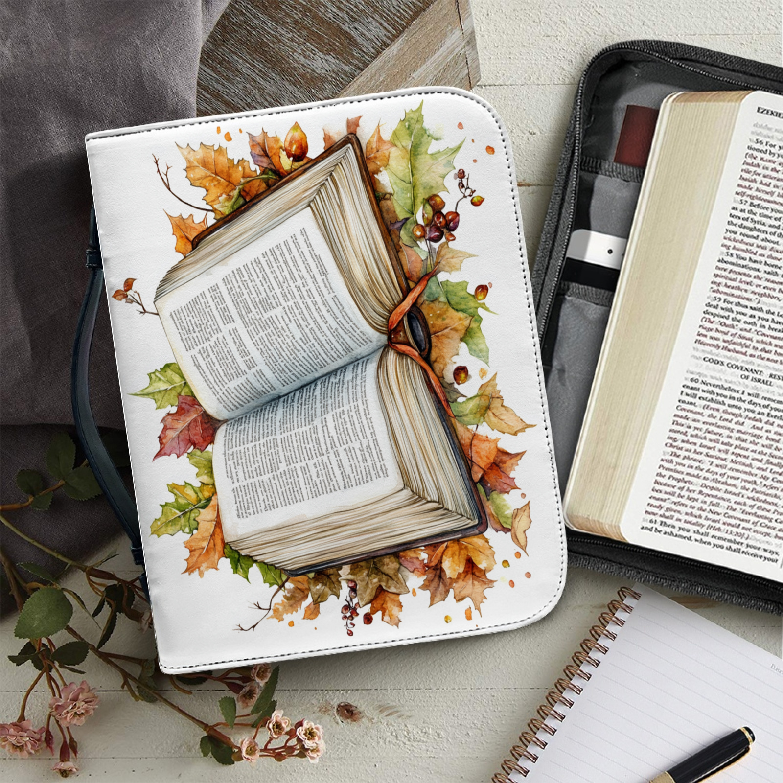 Classic Print Bible Bag for Women Zipper Handle Handbags Bible Leather ...