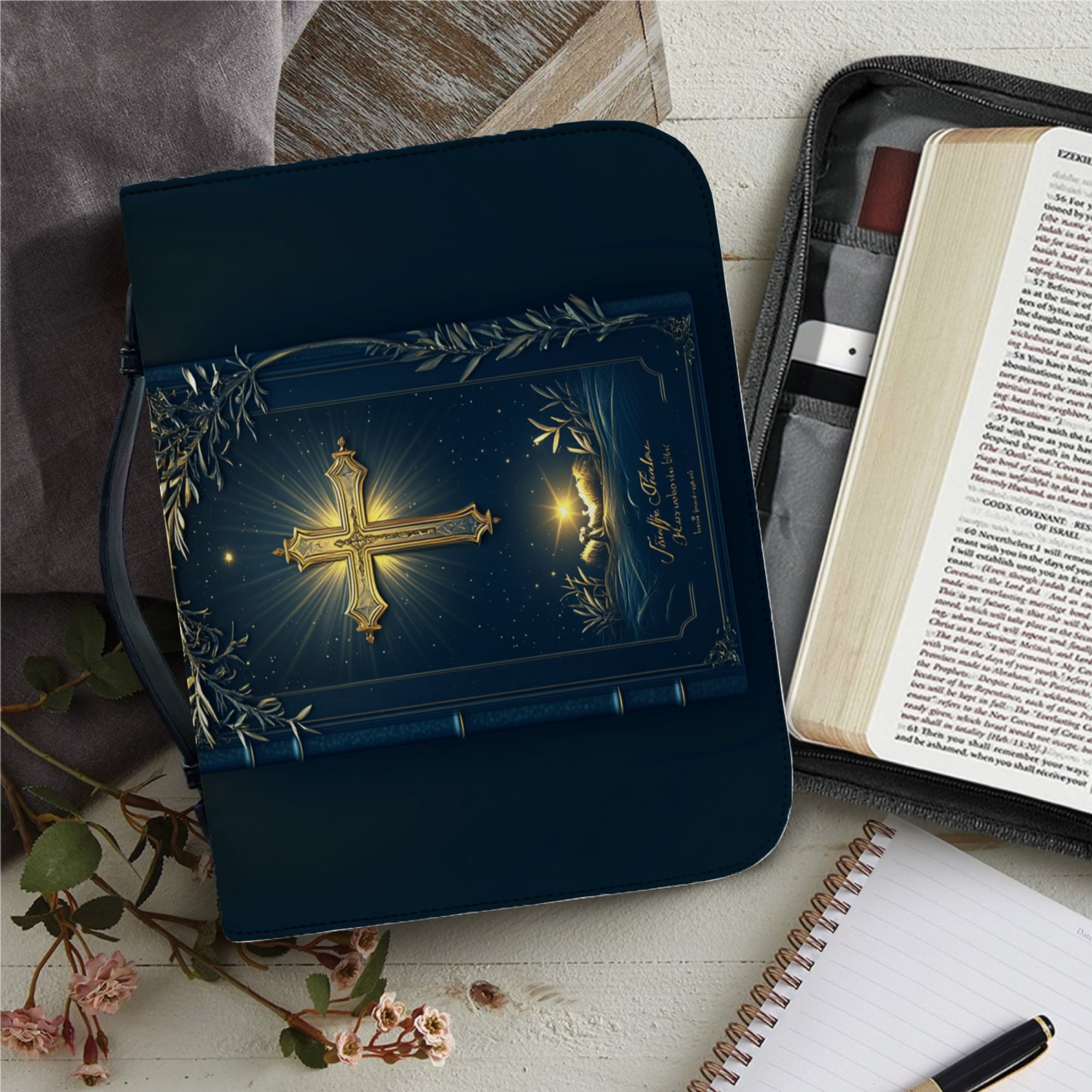 Classic Print Bible Bag for Women Zipper Handle Handbags Bible Leather ...