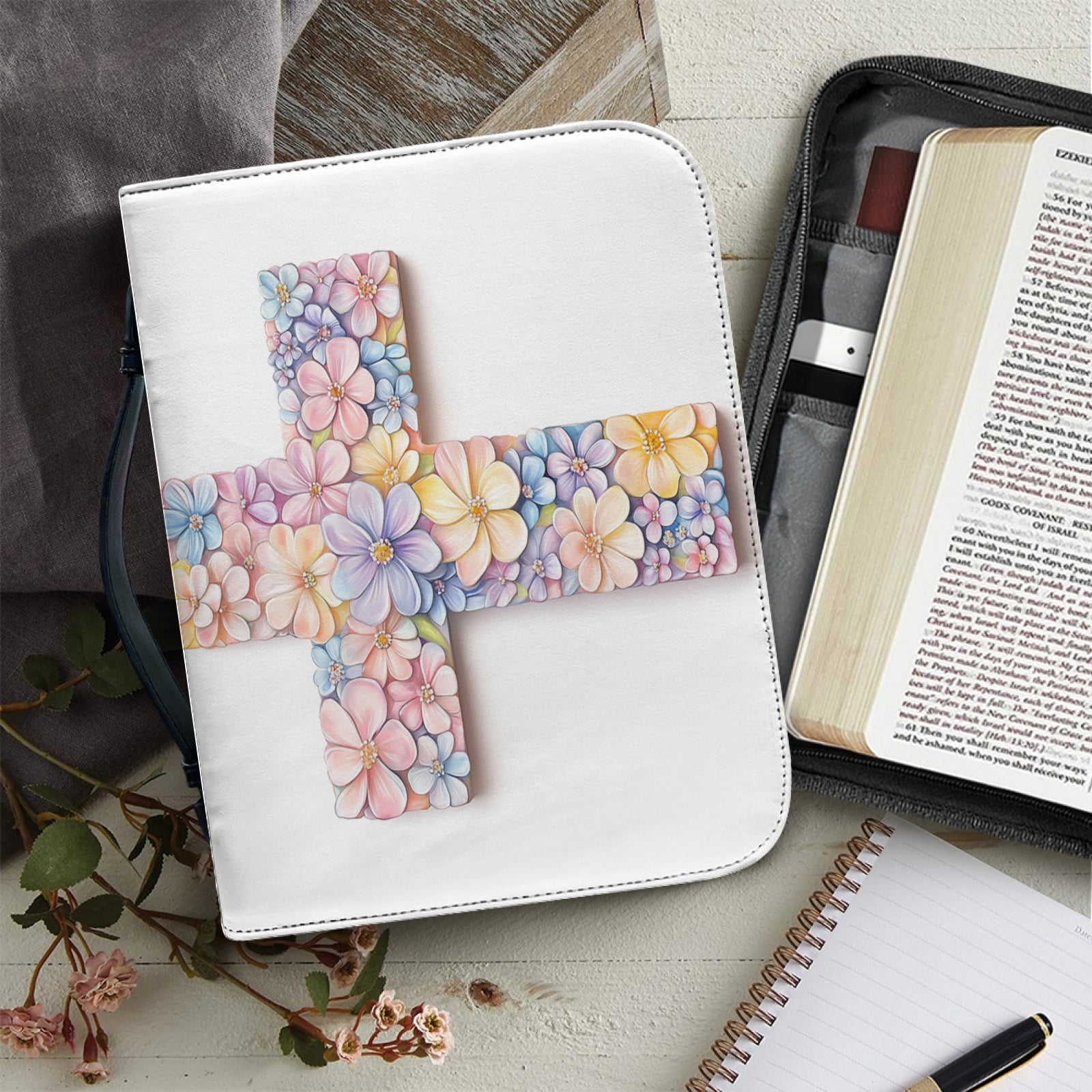 Classic Print Bible Bag for Women Zipper Handle Handbags Bible Leather ...