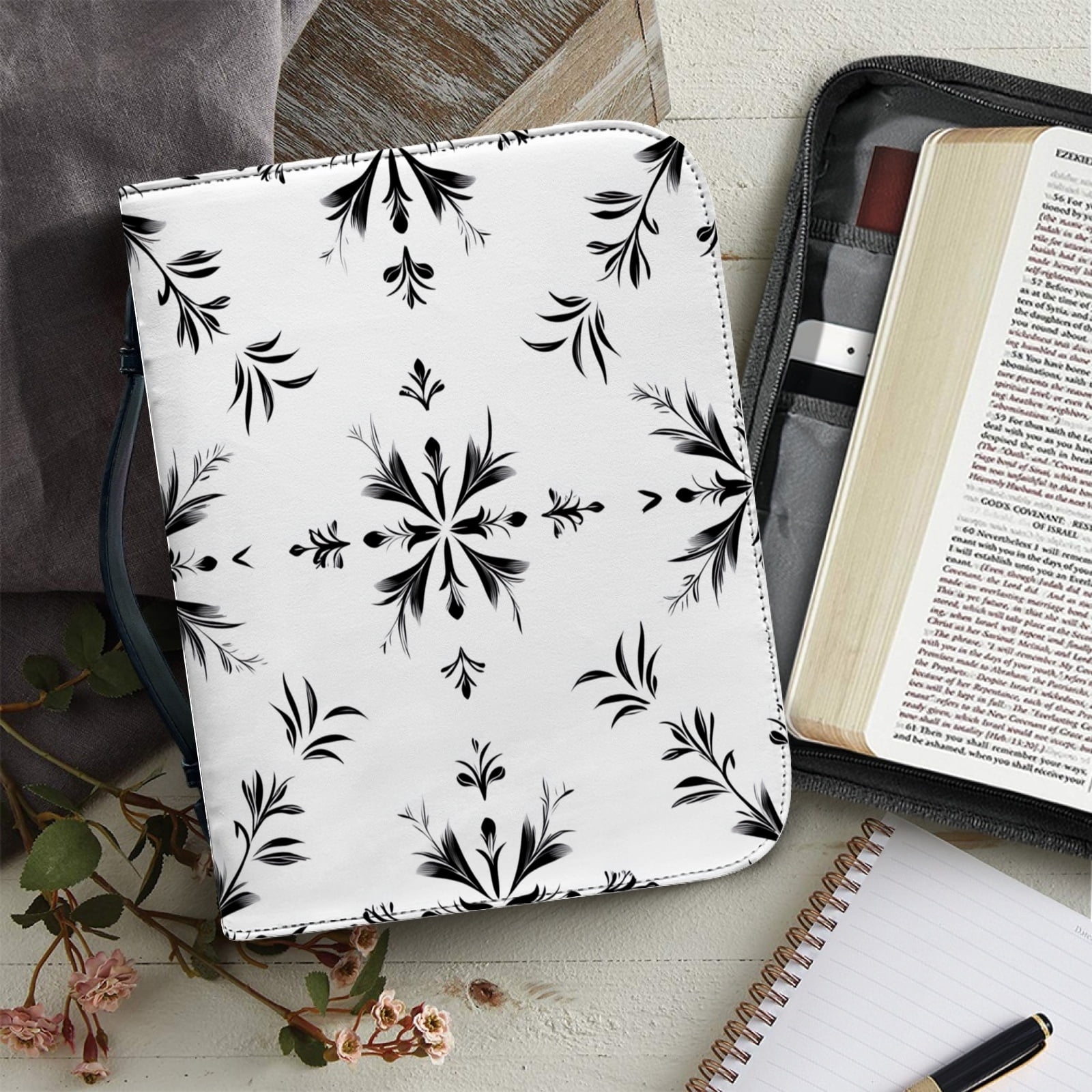 Classic Print Bible Bag for Women Zipper Handle Handbags Bible Leather ...