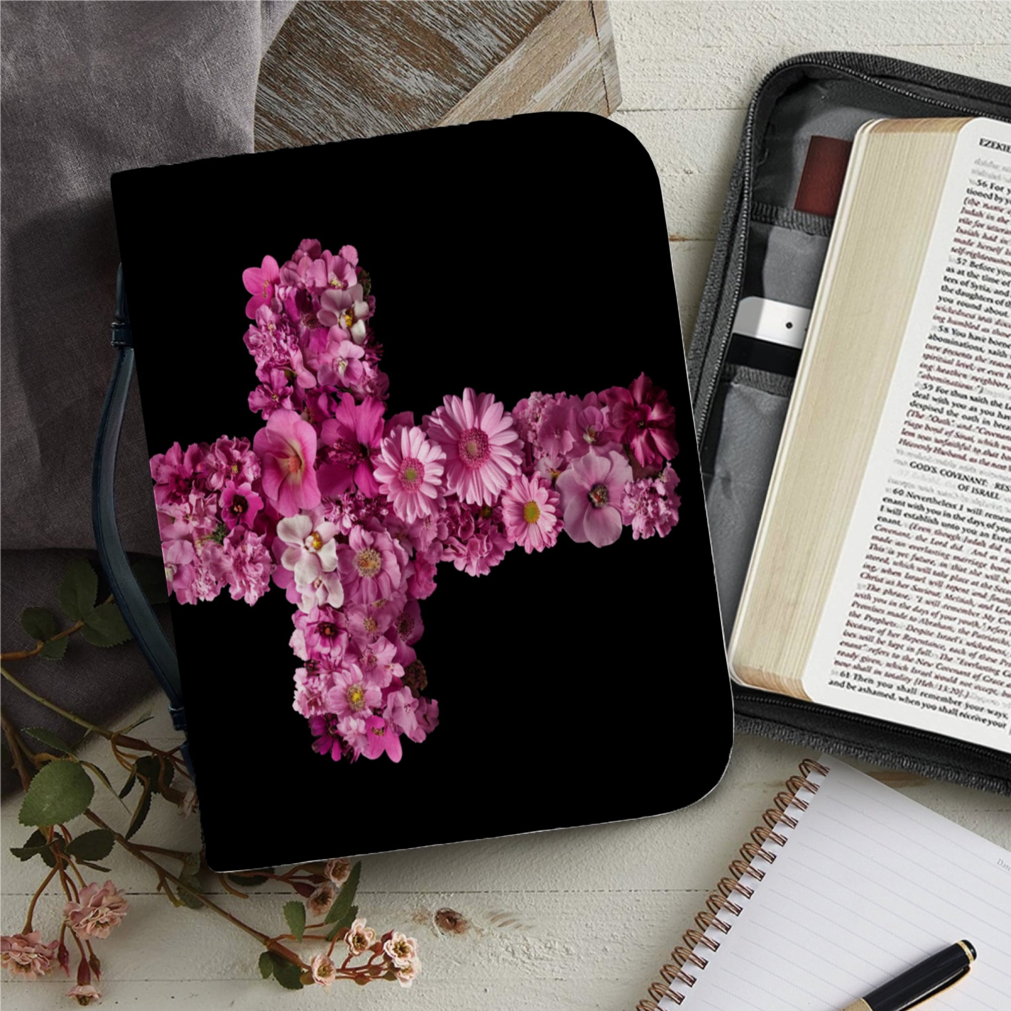 Classic Print Bible Bag for Women Zipper Handle Handbags Bible Leather ...