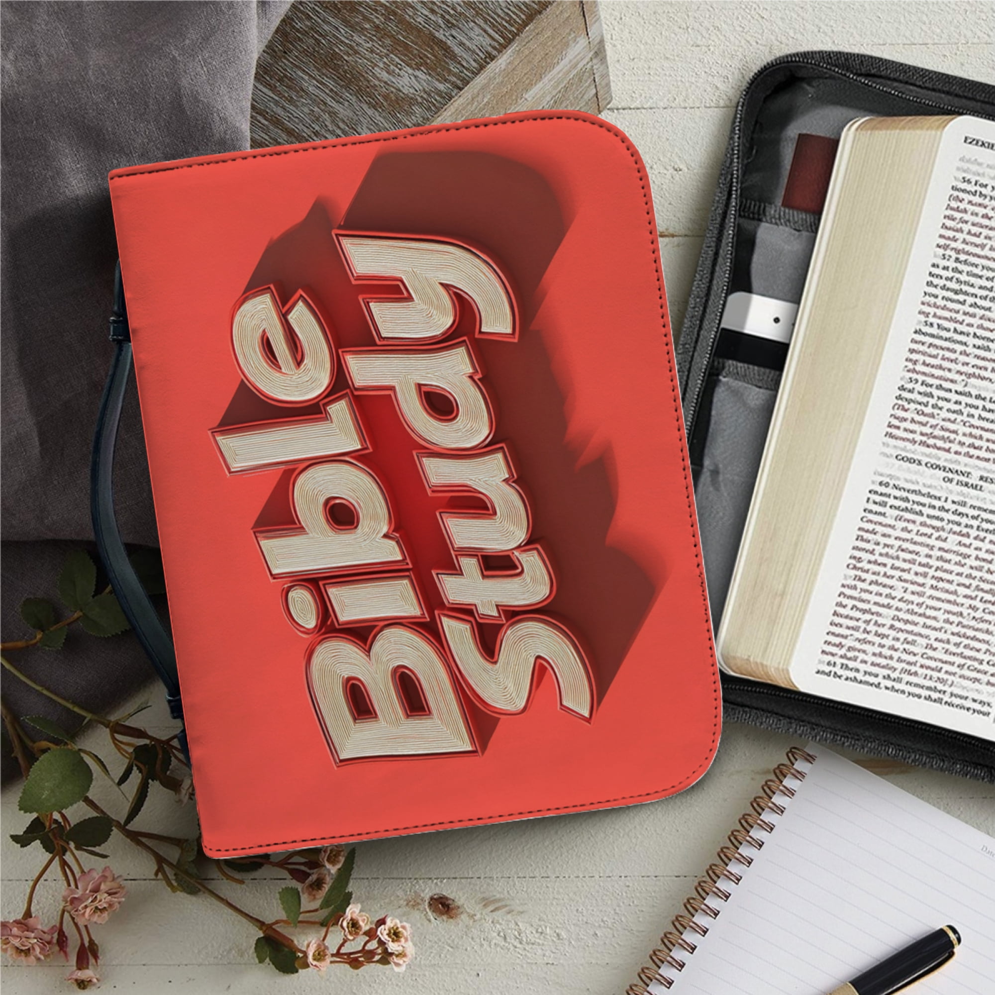 Classic Print Bible Bag for Women Zipper Handle Handbags Bible Leather ...