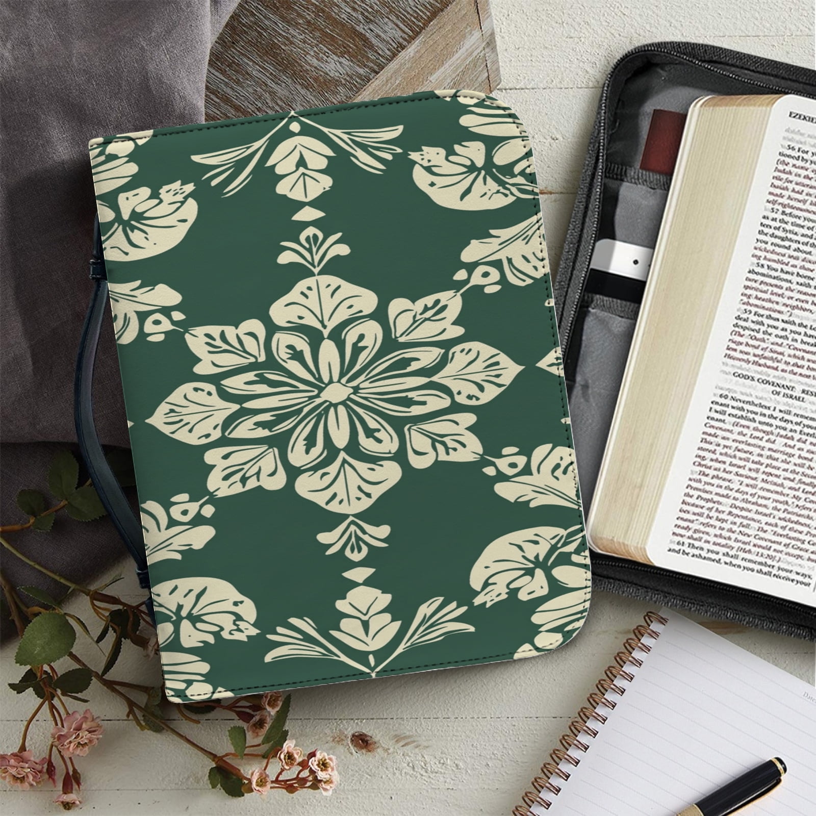 Classic Print Bible Bag for Women Zipper Handle Handbags Bible Leather ...