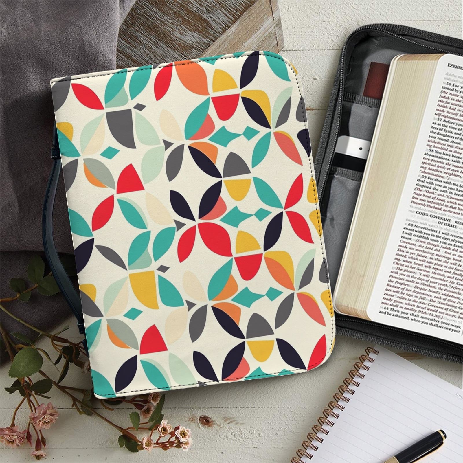 Classic Print Bible Bag for Women Zipper Handle Handbags Bible Leather ...