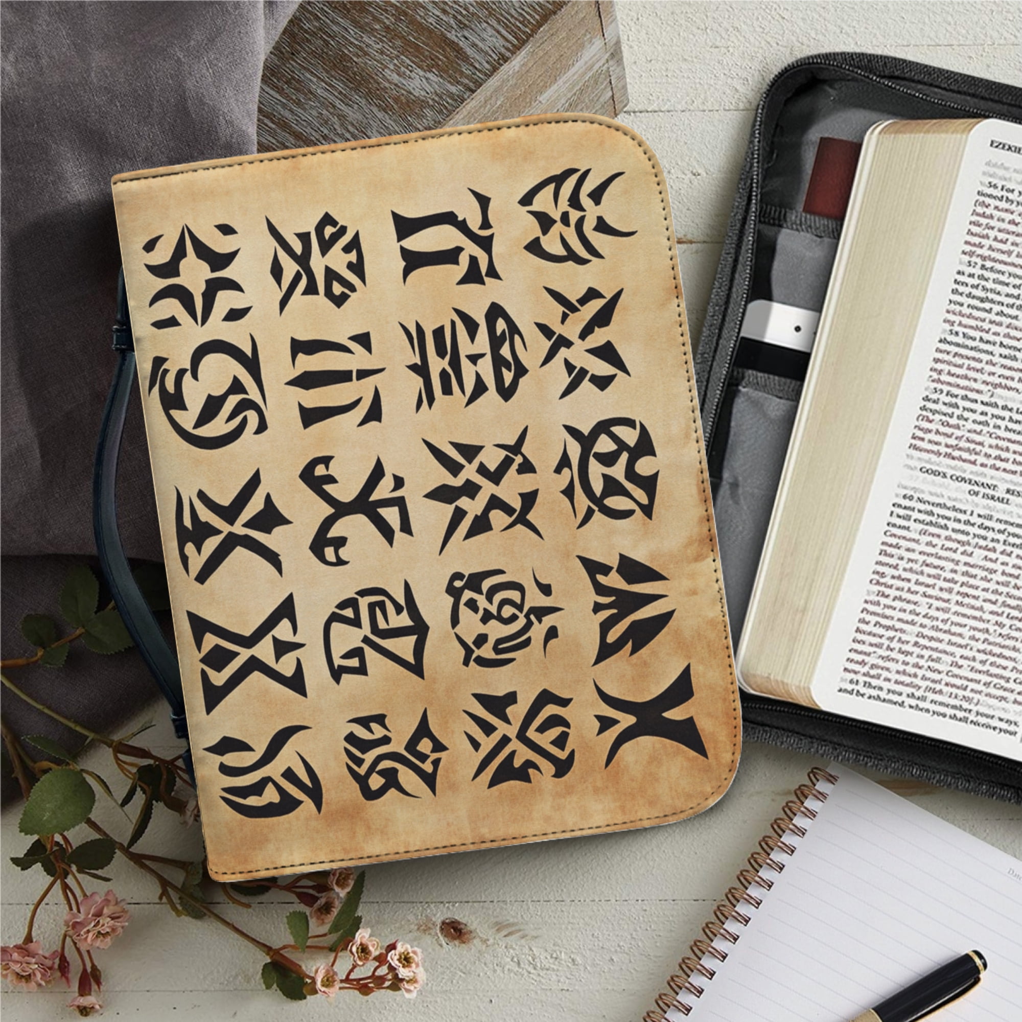 Classic Print Bible Bag for Women Zipper Handle Handbags Bible Leather ...