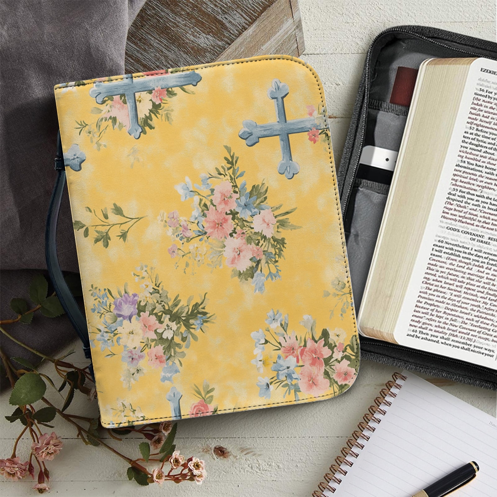 Classic Print Bible Bag for Women Zipper Handle Handbags Bible Leather ...