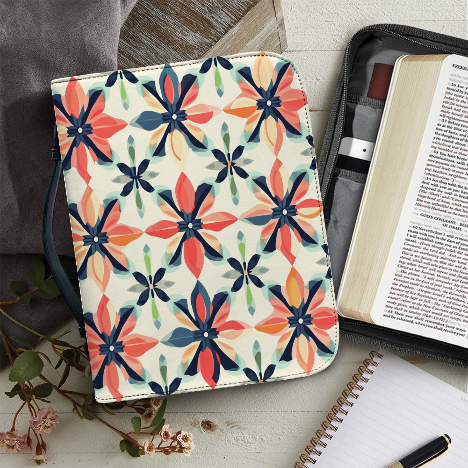 Classic Print Bible Bag for Women Zipper Handle Handbags Bible Leather ...