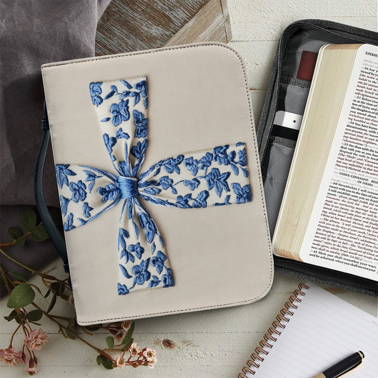 Classic Print Bible Bag for Women Zipper Handle Handbags Bible Leather ...