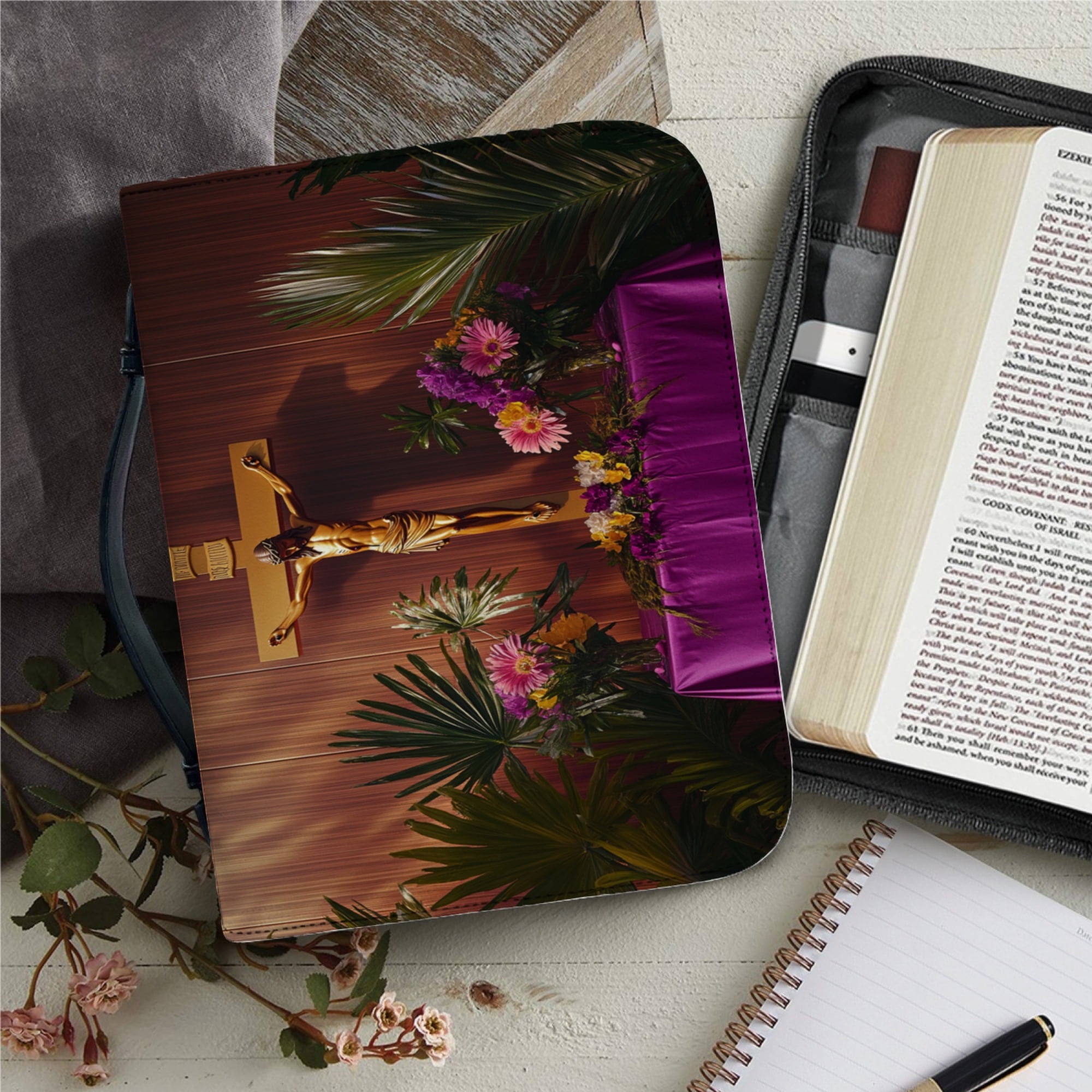 Classic Print Bible Bag for Women Zipper Handle Handbags Bible Leather ...