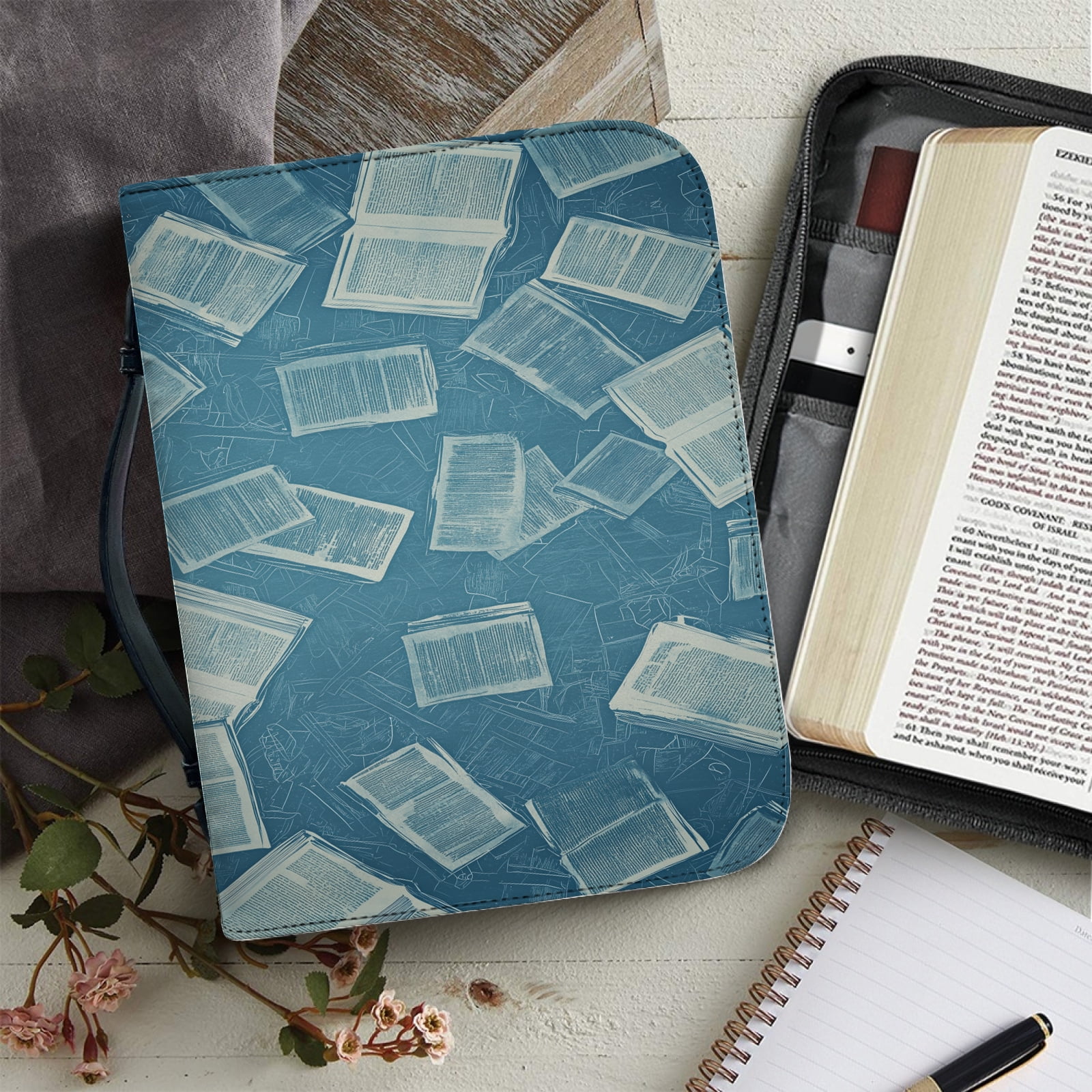 Classic Print Bible Bag for Women Zipper Handle Handbags Bible Leather ...