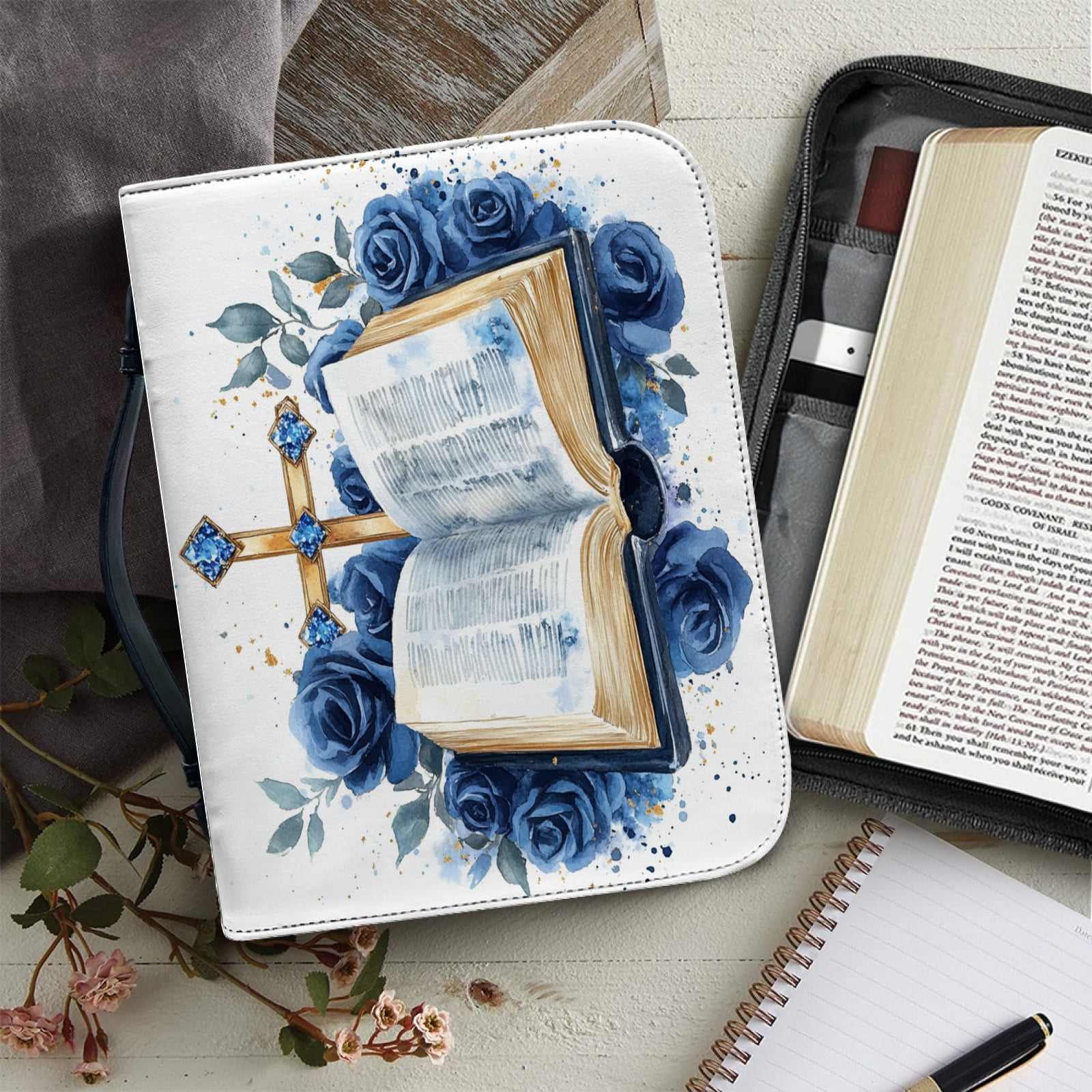 Classic Print Bible Bag for Women Zipper Handle Handbags Bible Leather ...