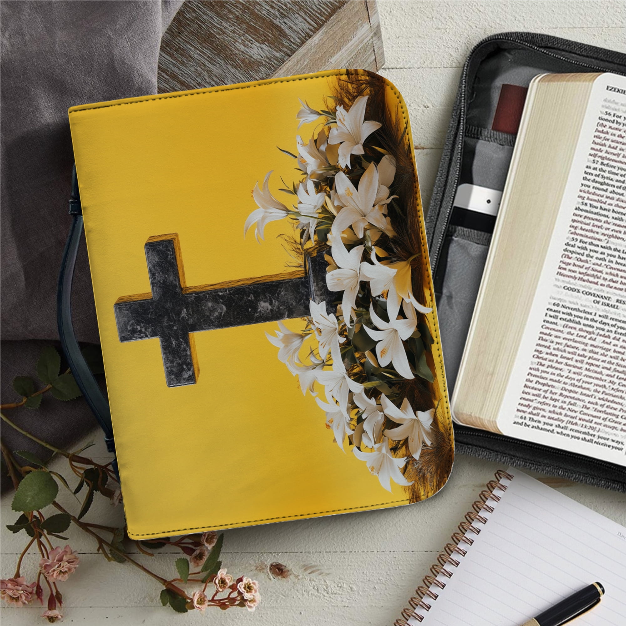 Classic Print Bible Bag for Women Zipper Handle Handbags Bible Leather ...