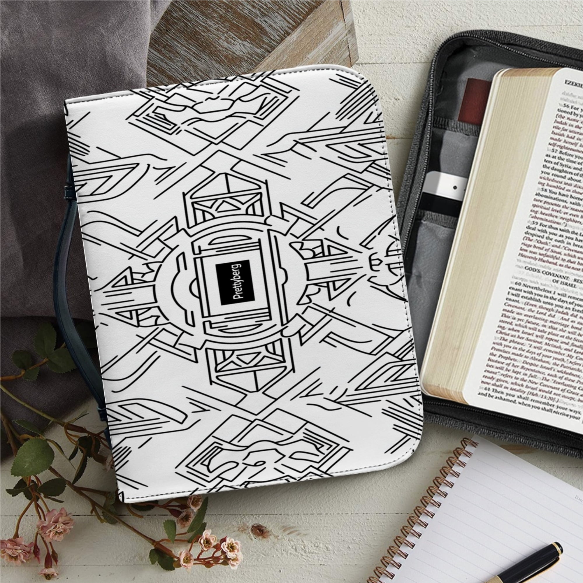 Classic Print Bible Bag for Women Zipper Handle Handbags Bible Leather ...