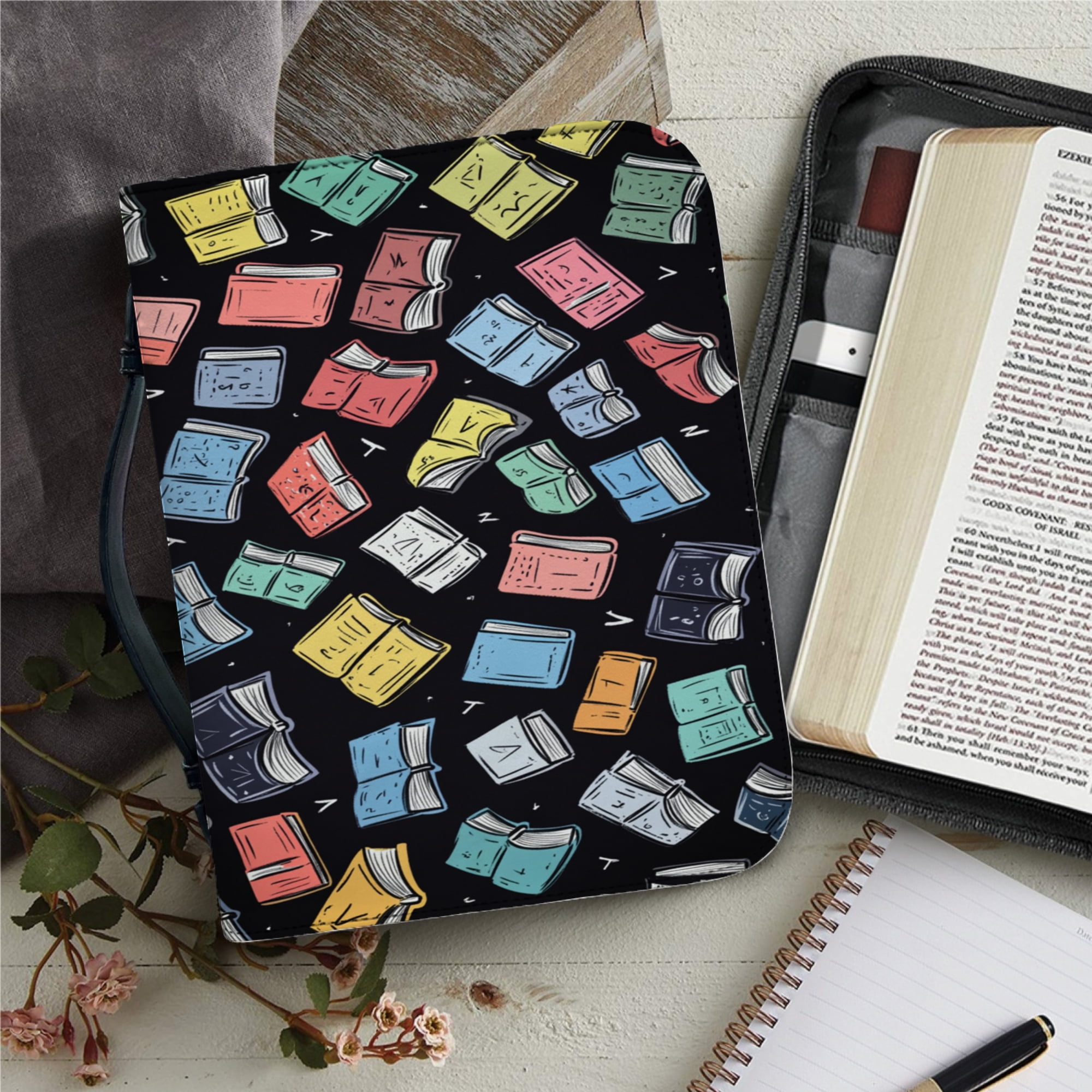 Classic Print Bible Bag for Women Zipper Handle Handbags Bible Leather ...