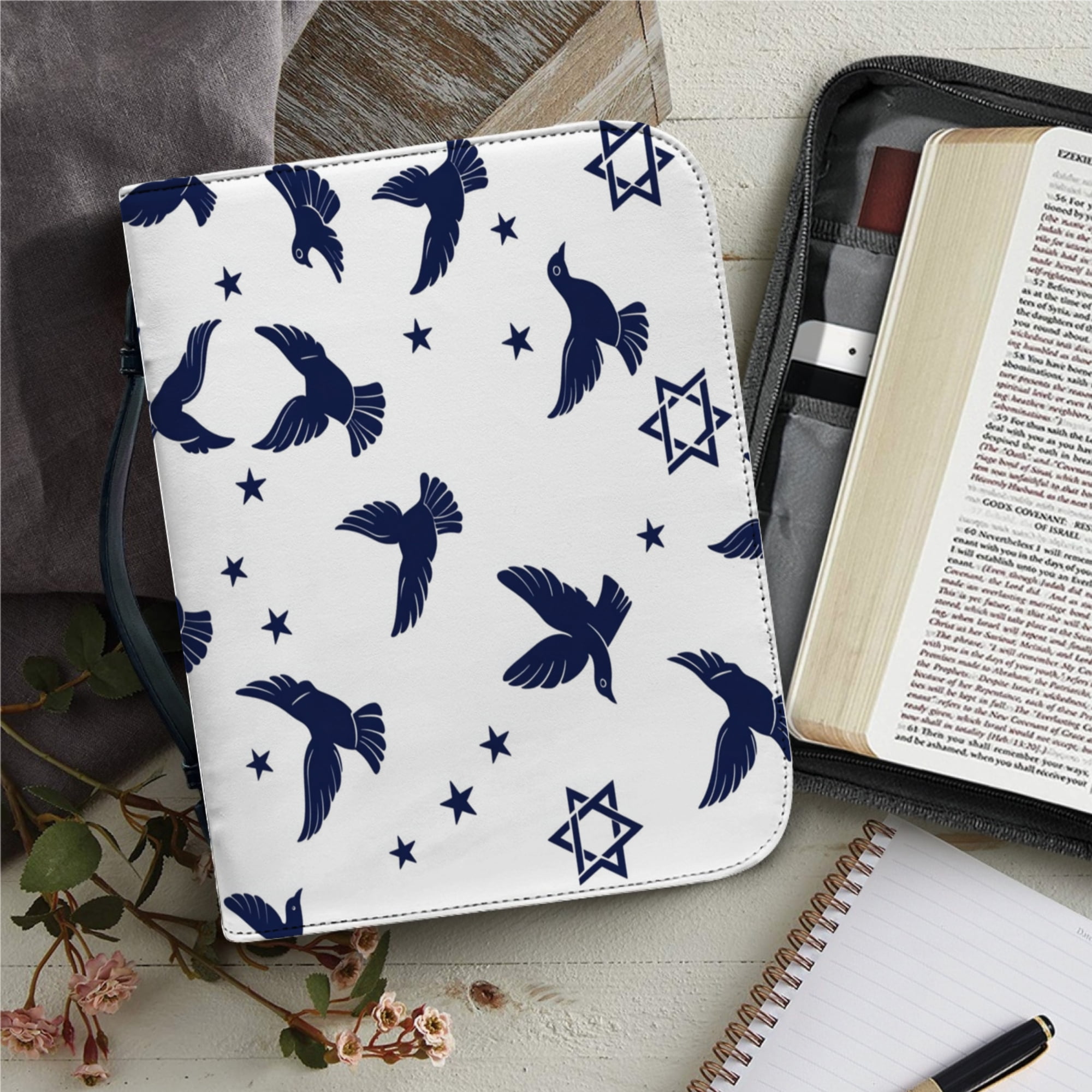 Classic Print Bible Bag for Women Zipper Handle Handbags Bible Leather ...
