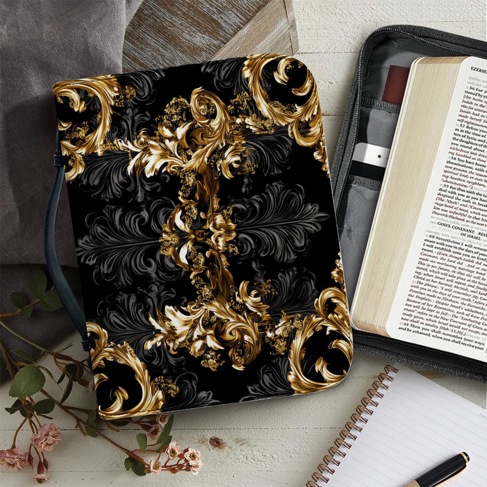 Classic Print Bible Bag for Women Zipper Handle Handbags Bible Leather ...