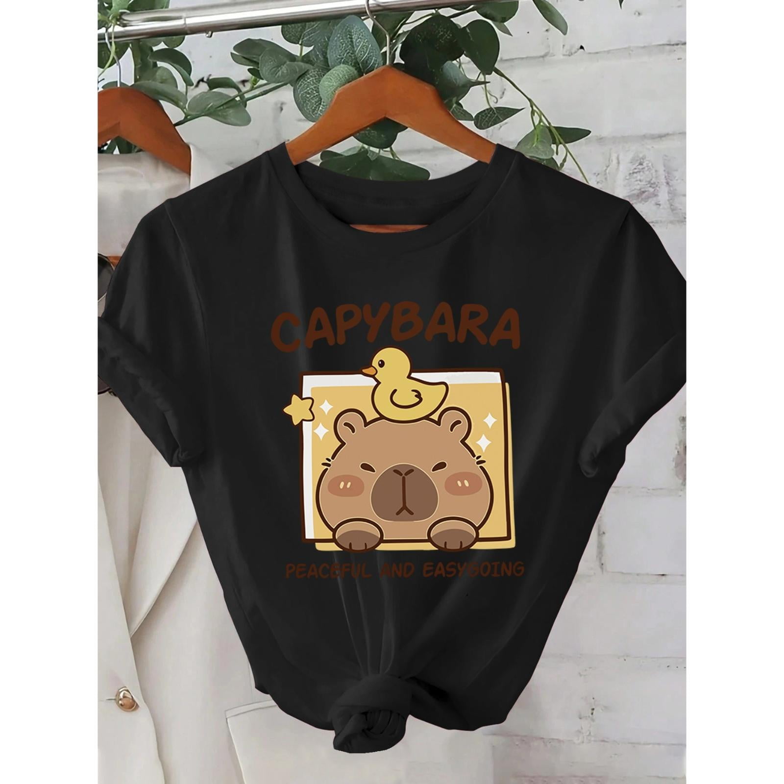 Classic Print For Women Tees,Capybara Graphic T Shirt"PEACEFUL AND ...