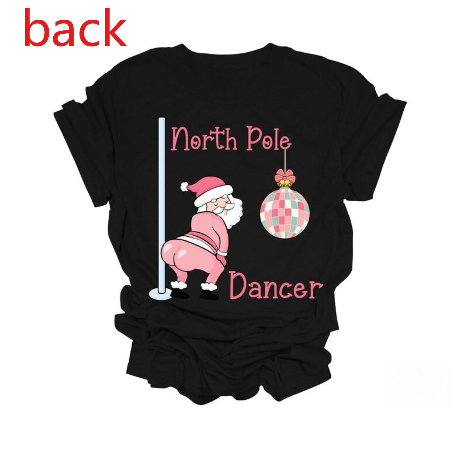 Classic Print For Women Tees,Funny Santa Pattern T Shirt"North Pole ...