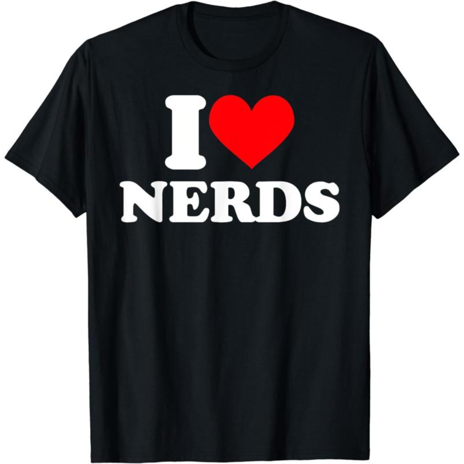 Classic Print For Women Tees,Heart Graphic T Shirt"I love nerds"Text,Crew Cotton Neck,Vacation ...