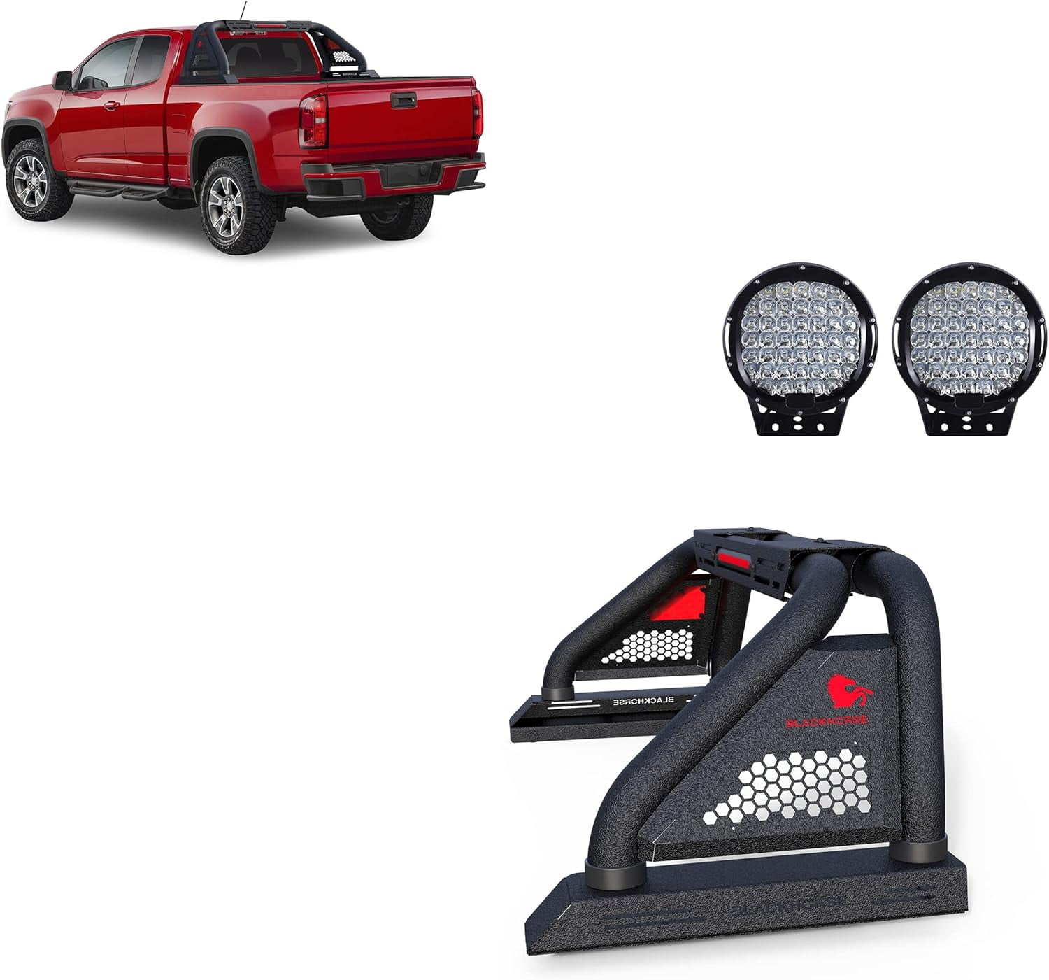 Black Horse Classic PRO Roll Bar Incl.Set of 9 Black Round LED Light ...