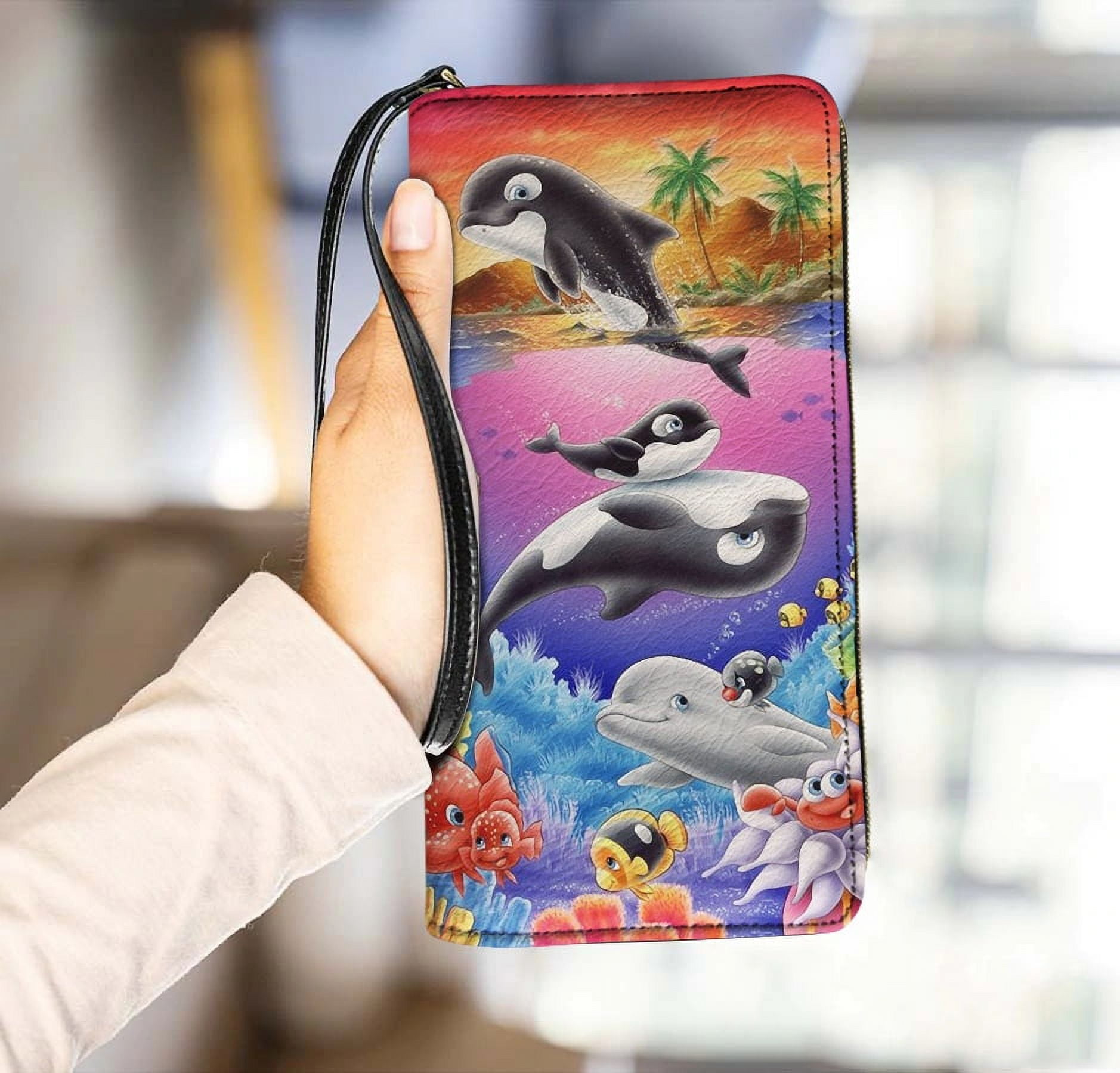 Classic Purse Cute Dream Dolphin Multi-card Slots Zipper Designer Bag ...
