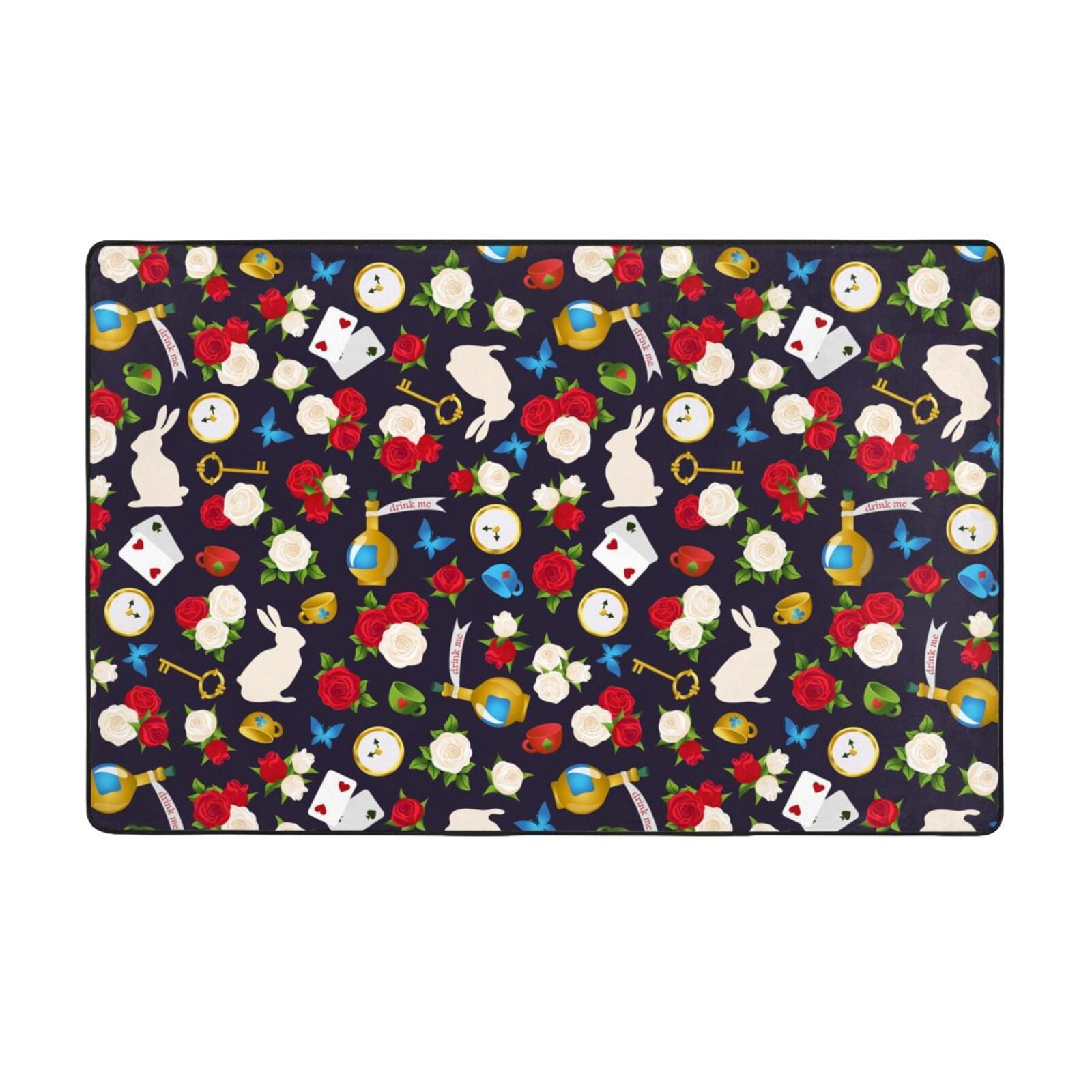 Classic Rabbit Rose Bathroom Rugs Non Slip Washable, 60x39in Water ...