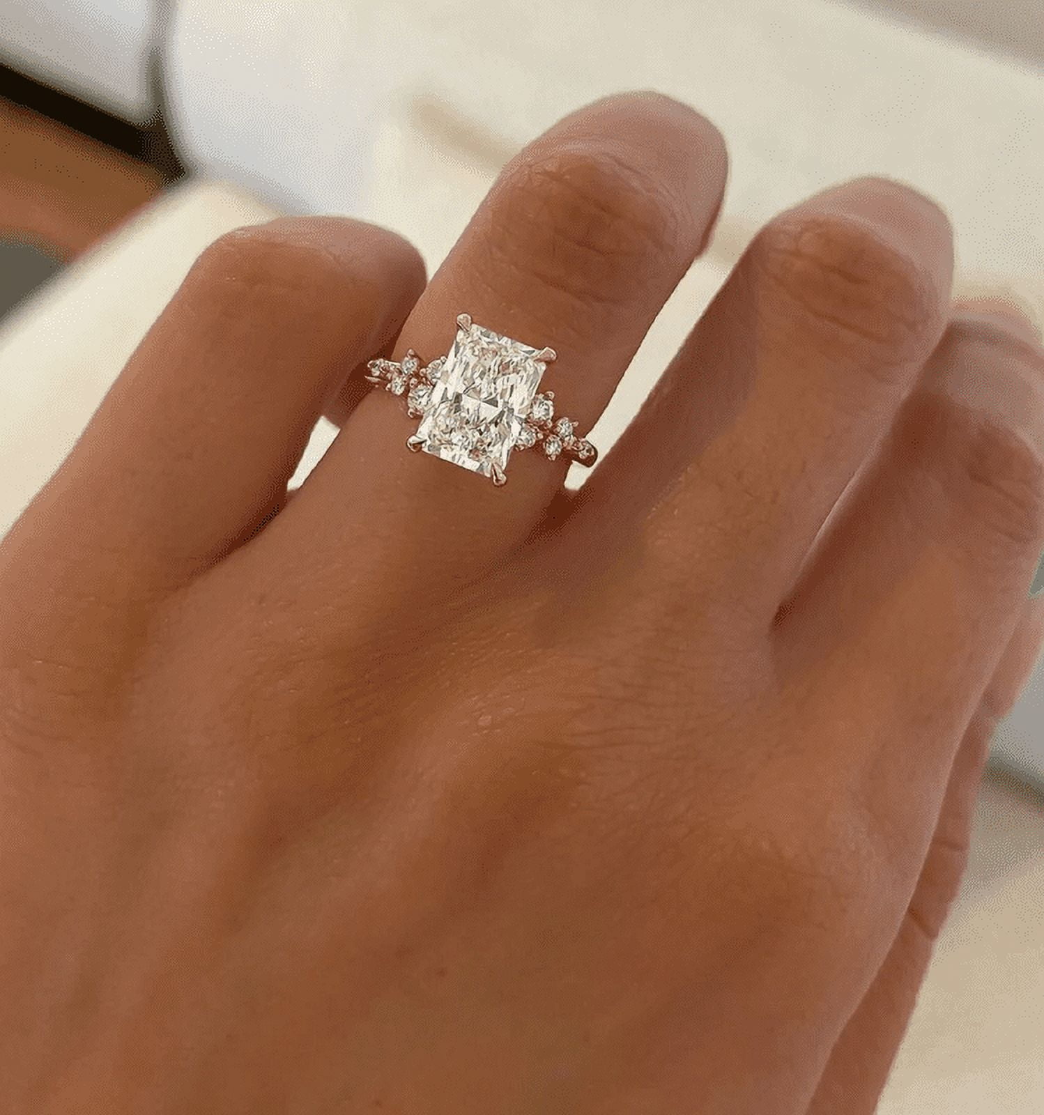 Classic Radiant Cut Engagement Ring Certified Moissanite Diamond Ring ...