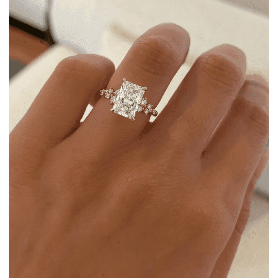 Classic Radiant Cut Engagement Ring Certified Moissanite Diamond Ring ...