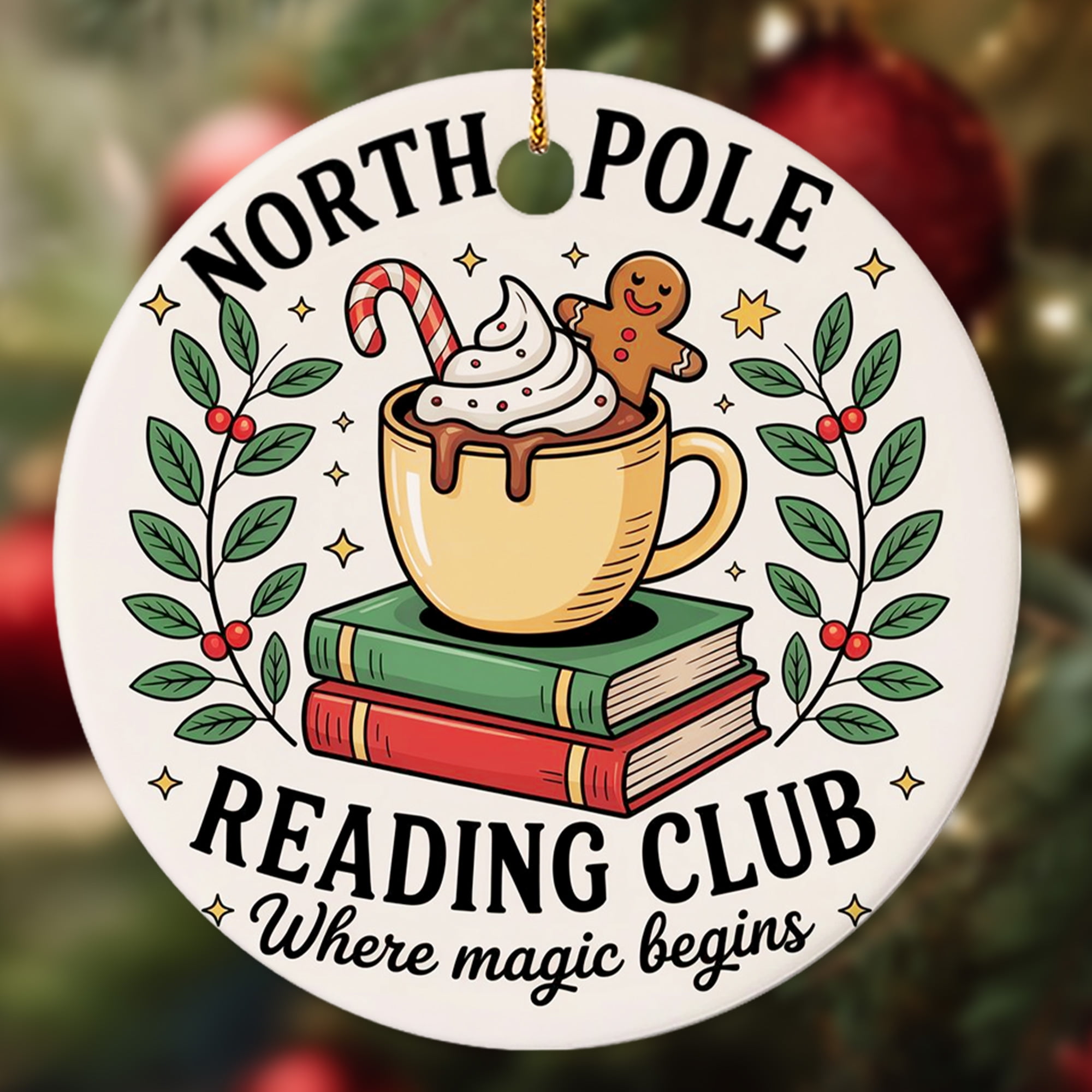 Classic Reading Book and Coffee Cup Ornament, Reading Club Ceramic ...