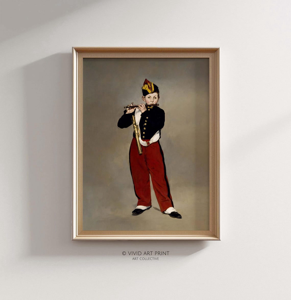 Classic Realism Portrait Young Flautist Wall Art, Vintage Military ...