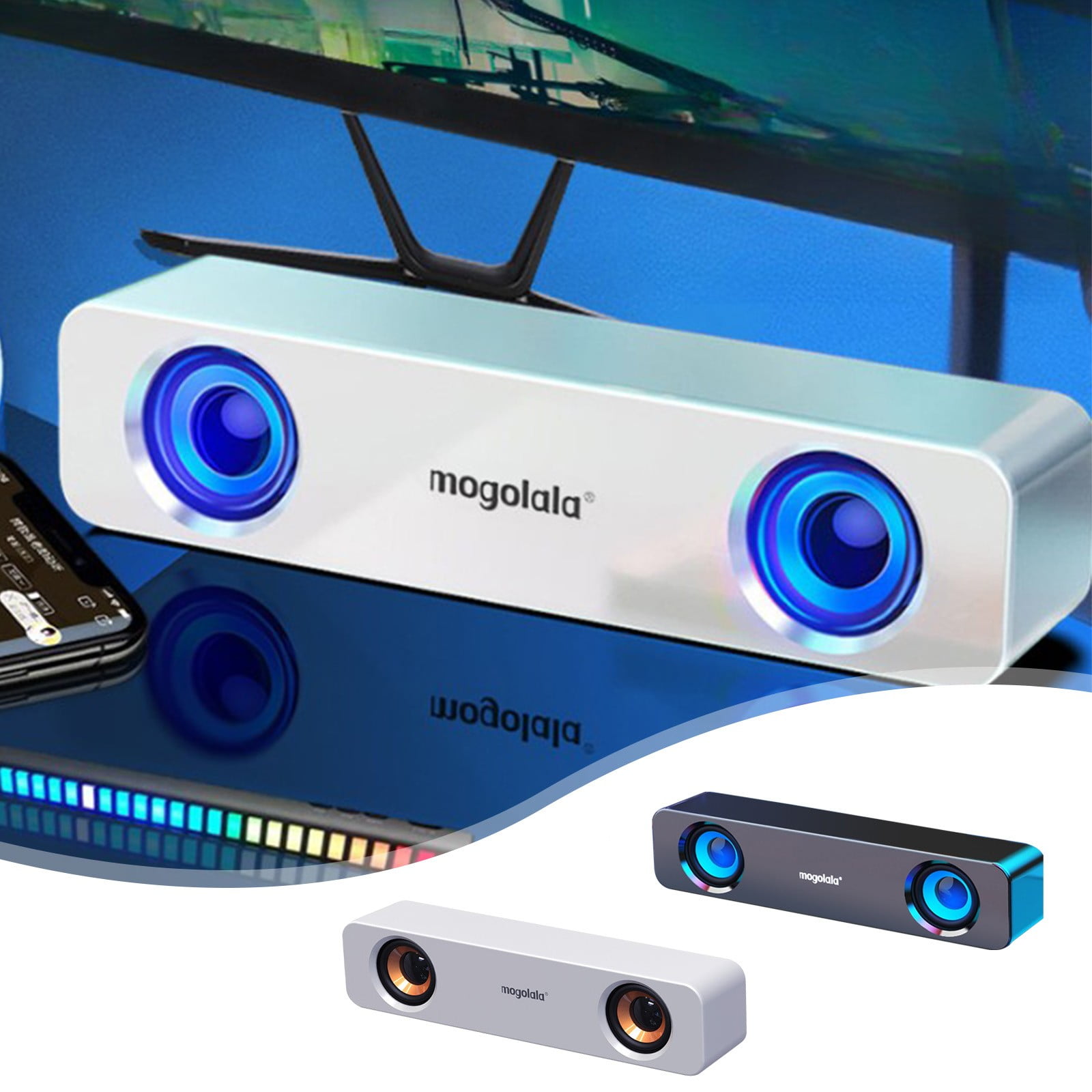 Classic Rectangular Bluetooth Speaker with 360° Surround Sound, USB & 3 ...