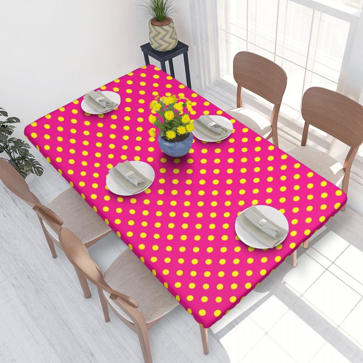 Classic Red And White Polka Dots Rectangular Tablecloth Oilproof 4FT ...